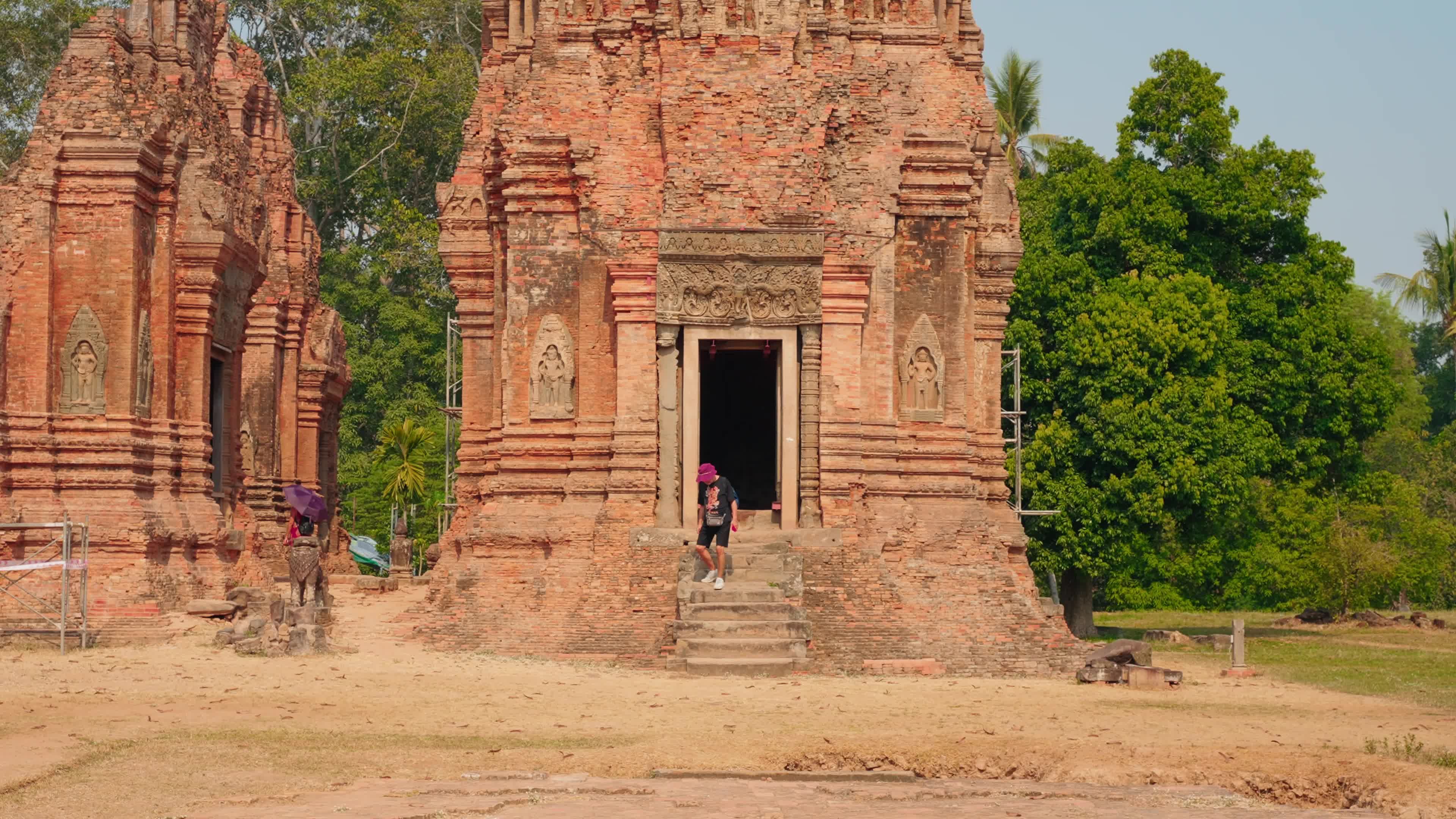 Exploring Ancient Khmer Temple Ruins in Cambodia Free Stock Video ...