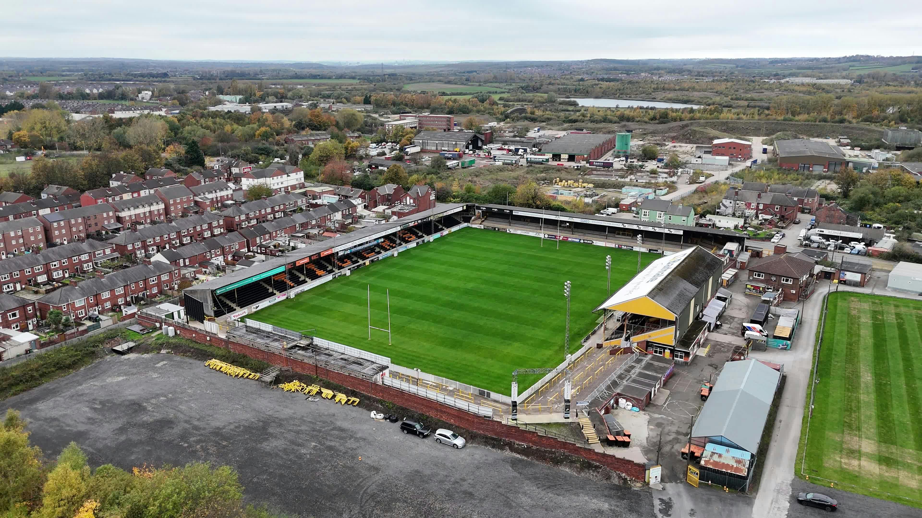 Aerial View of Rugby Stadium and Surroundings Free Stock Video Footage ...