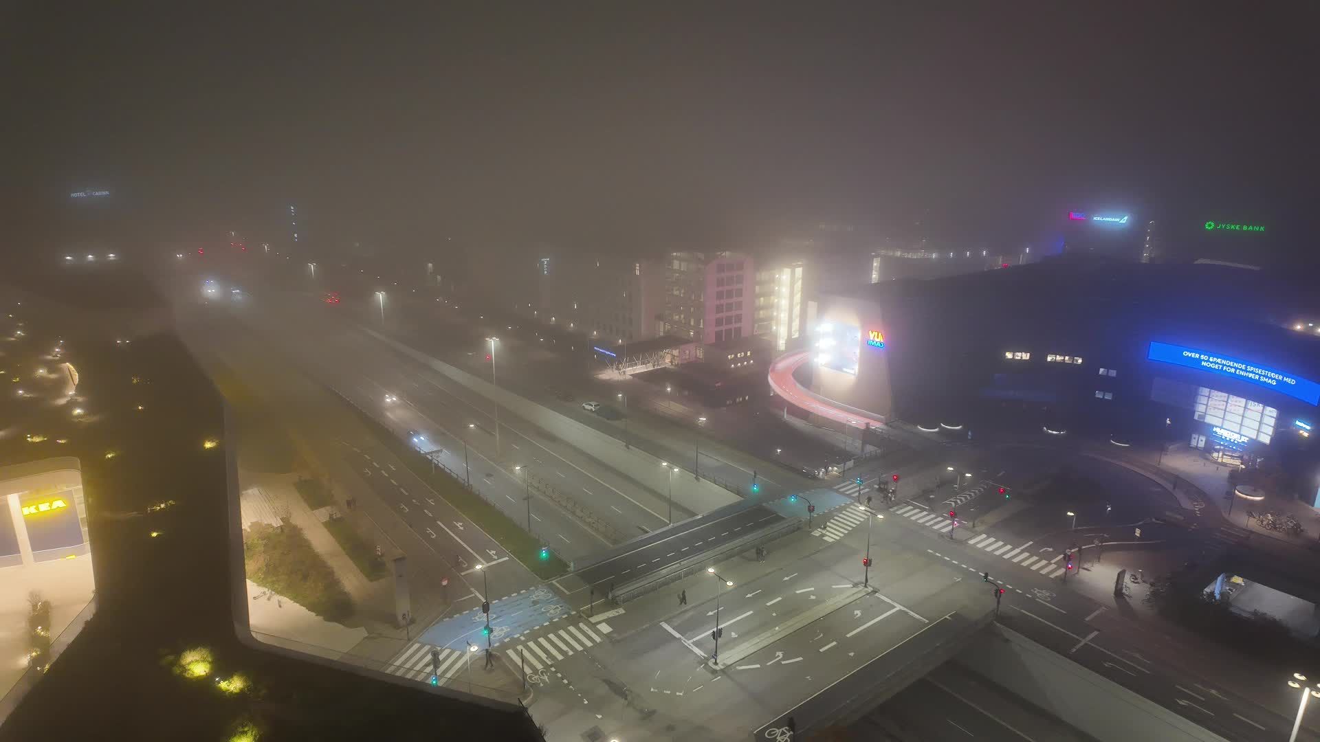 Foggy Cityscape at Night with Traffic Timelapse Free Stock Video ...