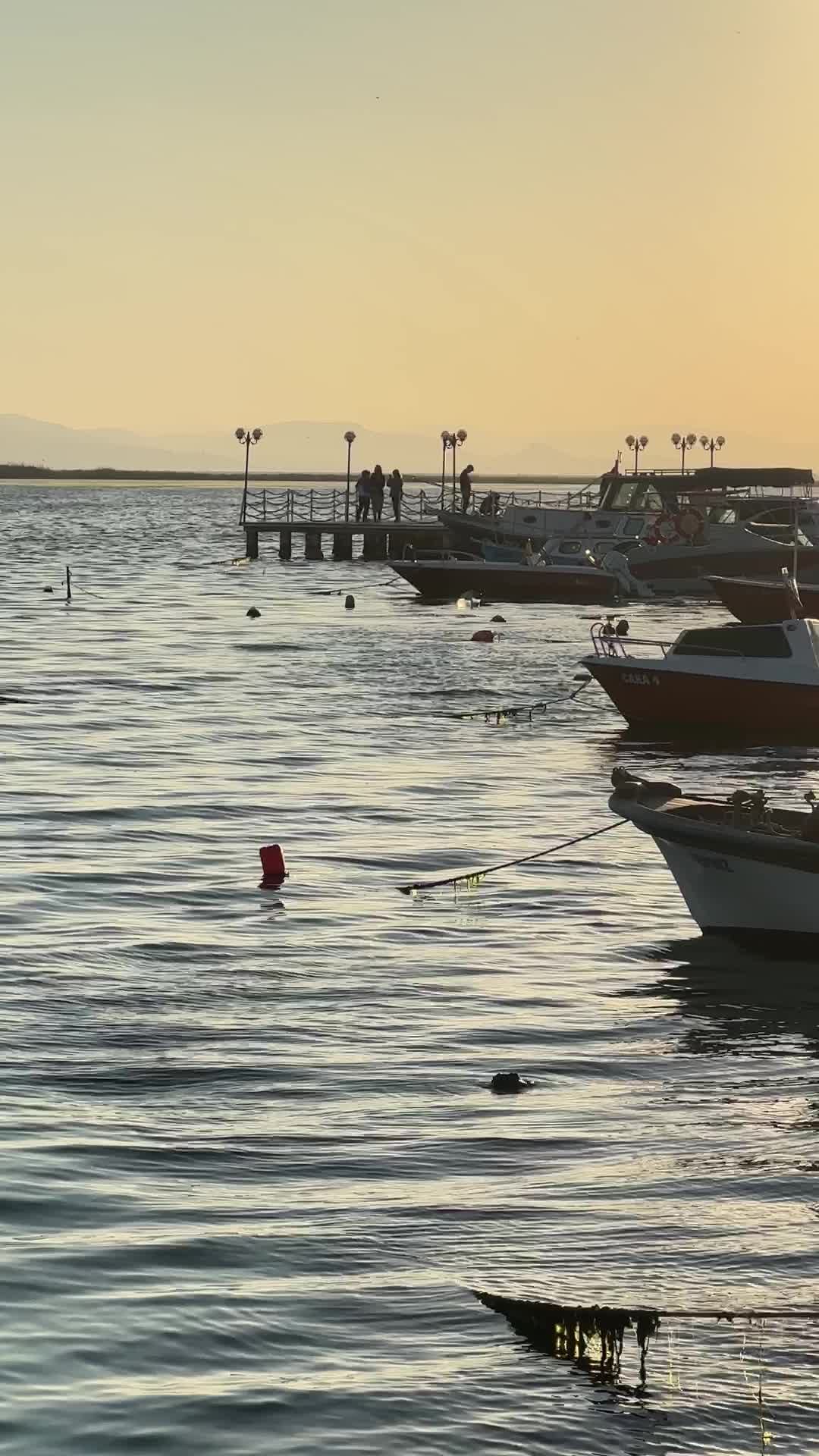 Idyllic Sunset by the Pier with Boats Free Stock Video Footage, Royalty ...