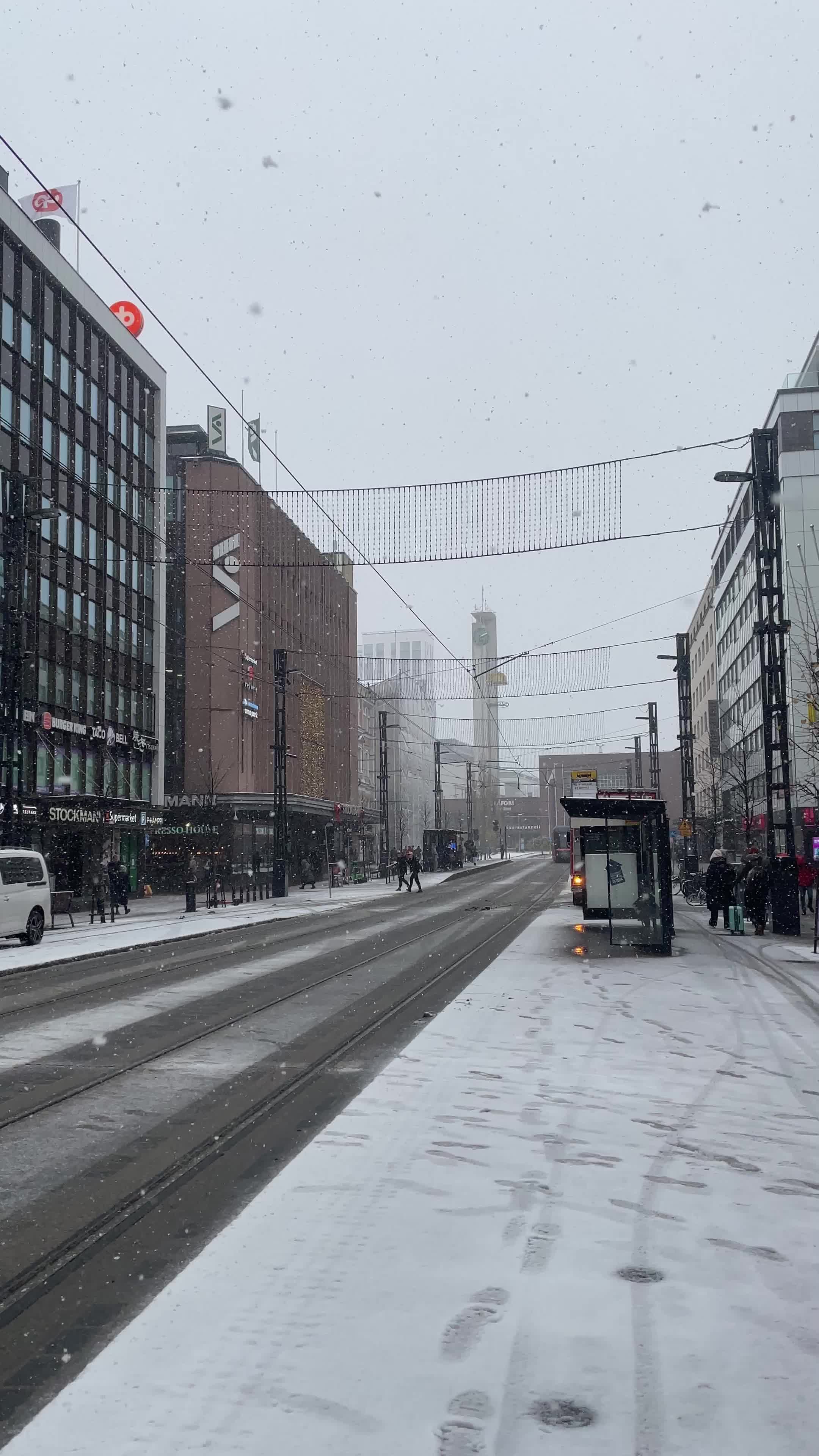 Urban Winter Street View with Snowfall Free Stock Video Footage ...