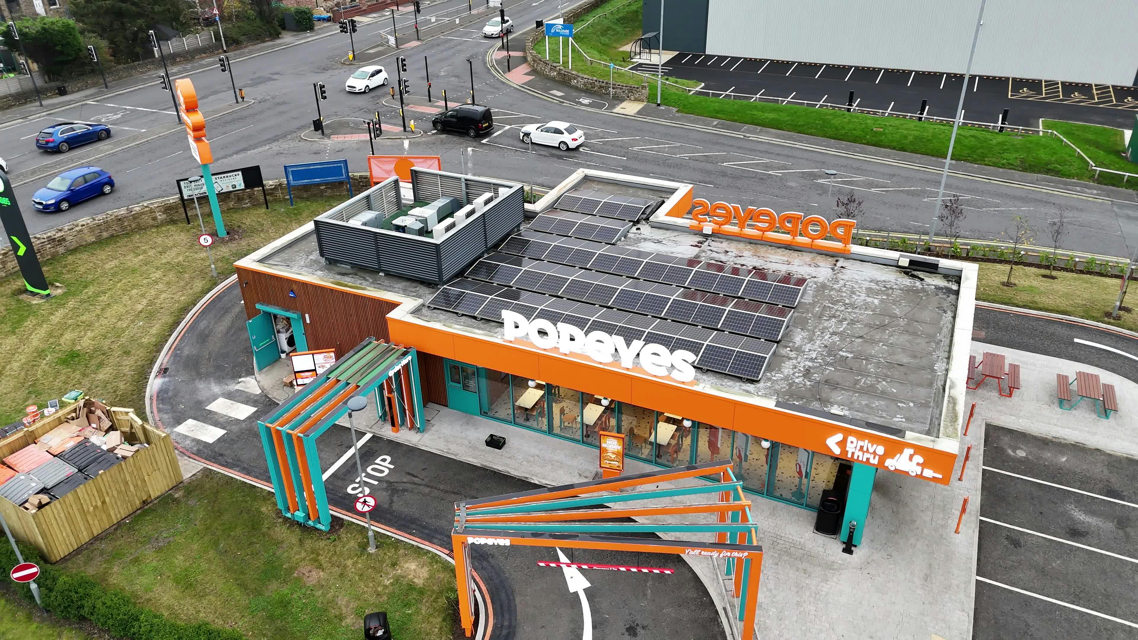 Aerial View of Modern Popeyes Restaurant Free Stock Video Footage ...