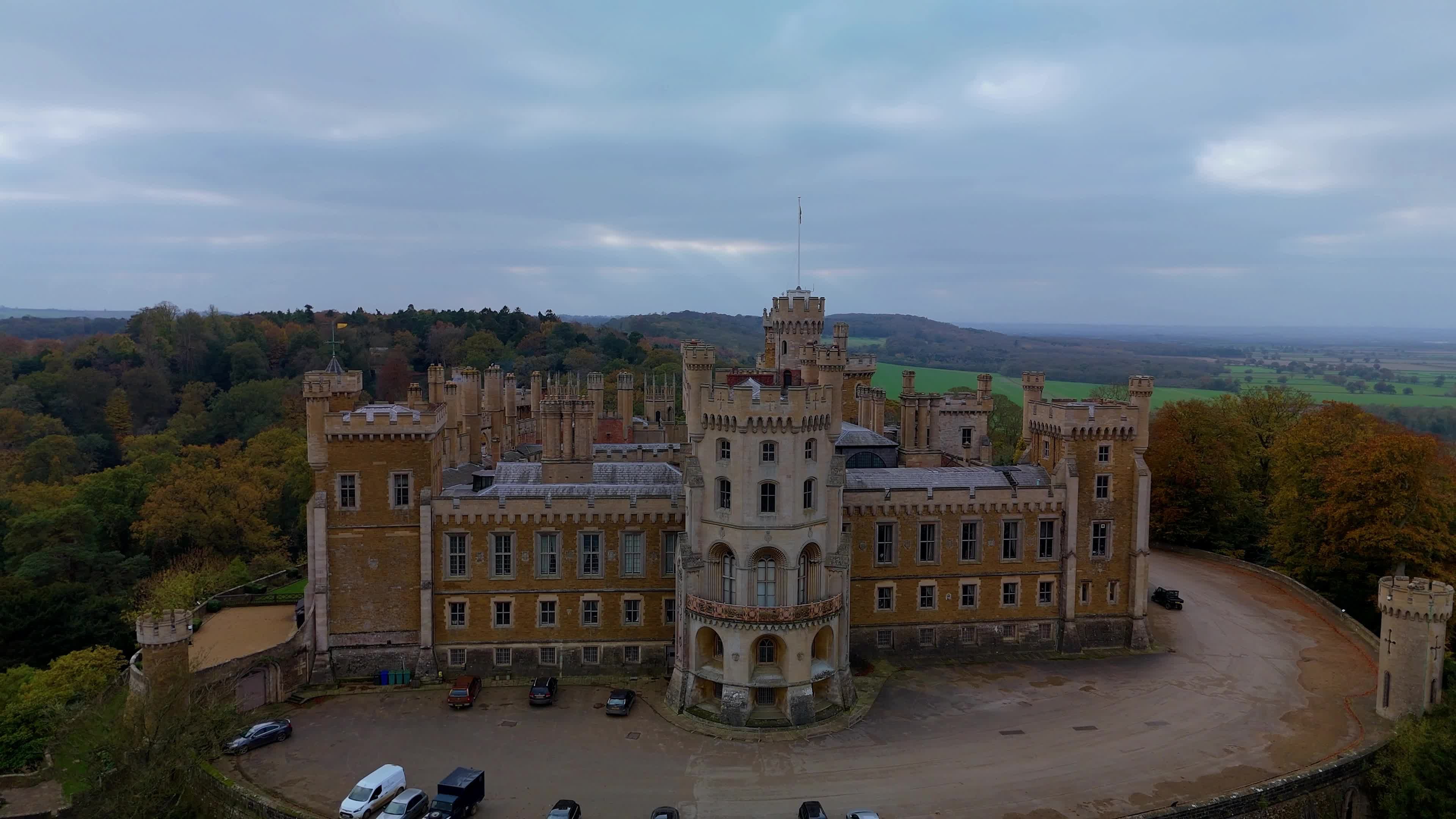 Majestic Aerial View of Belvoir Castle in Autumn Free Stock Video ...