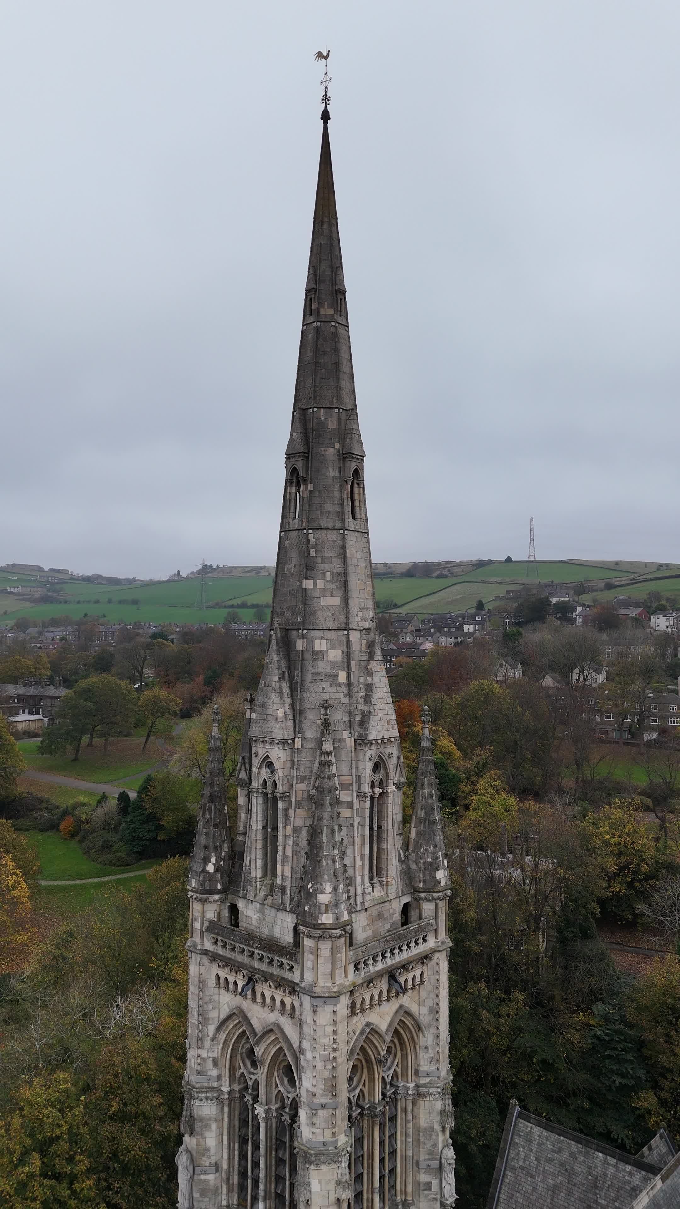 Aerial View of Historic Church Spire in Urban Landscape Free Stock ...