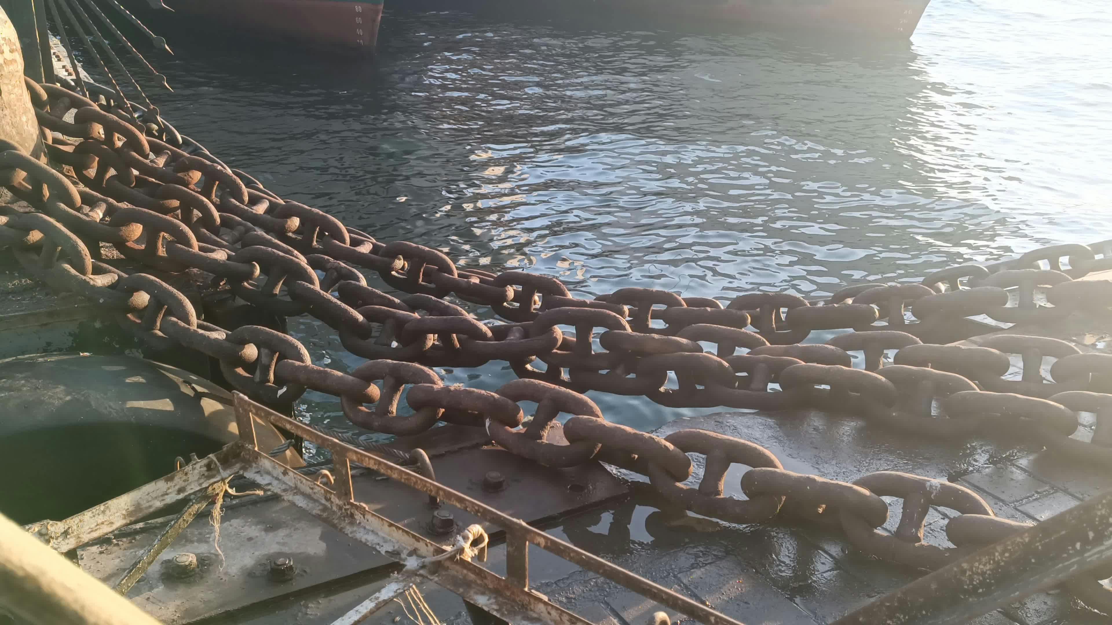 Close-up of Heavy Ship Anchor Chains at Sunset Free Stock Video Footage ...