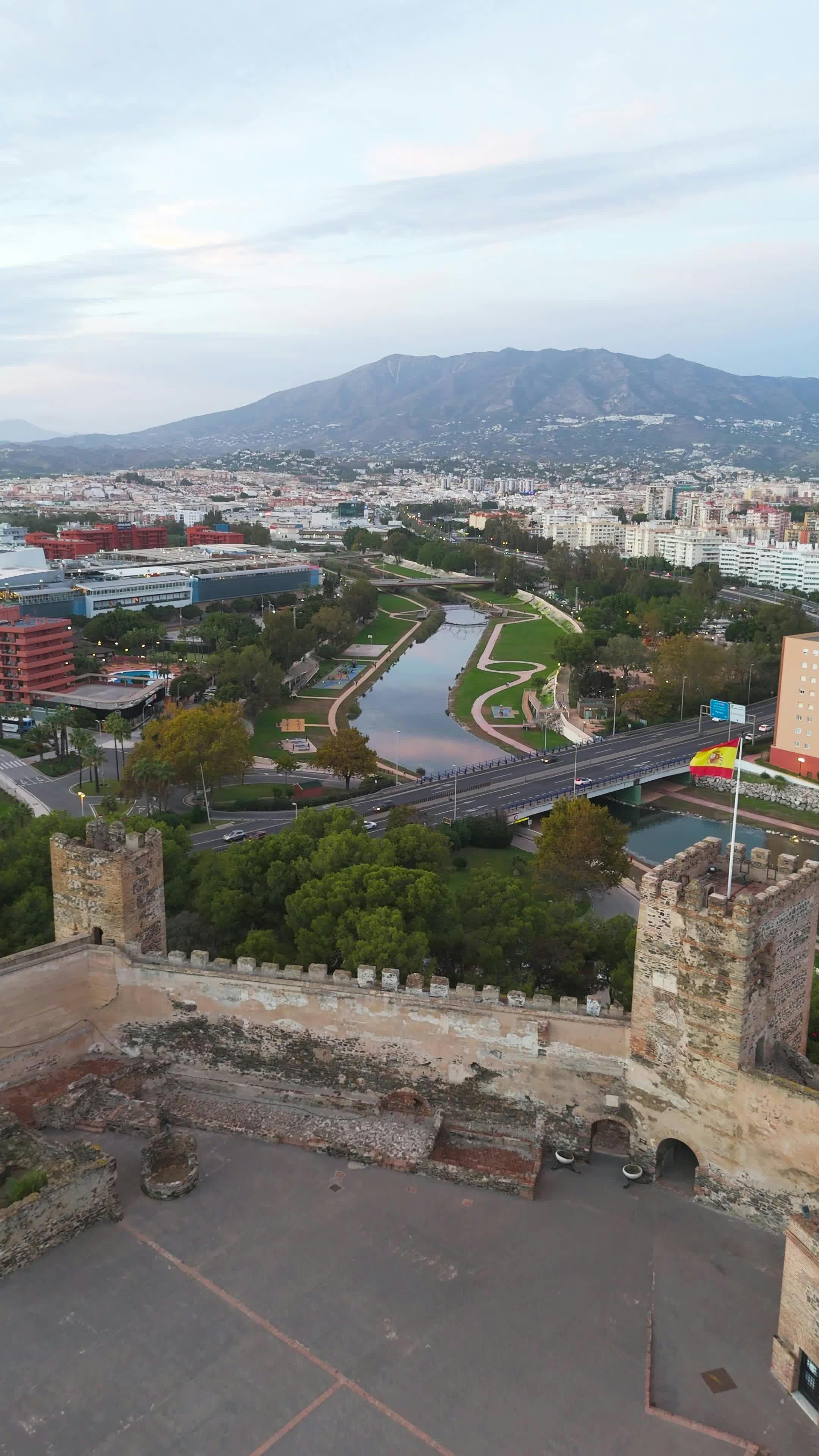 Scenic Aerial View of Urban Riverside Landscape Free Stock Video ...