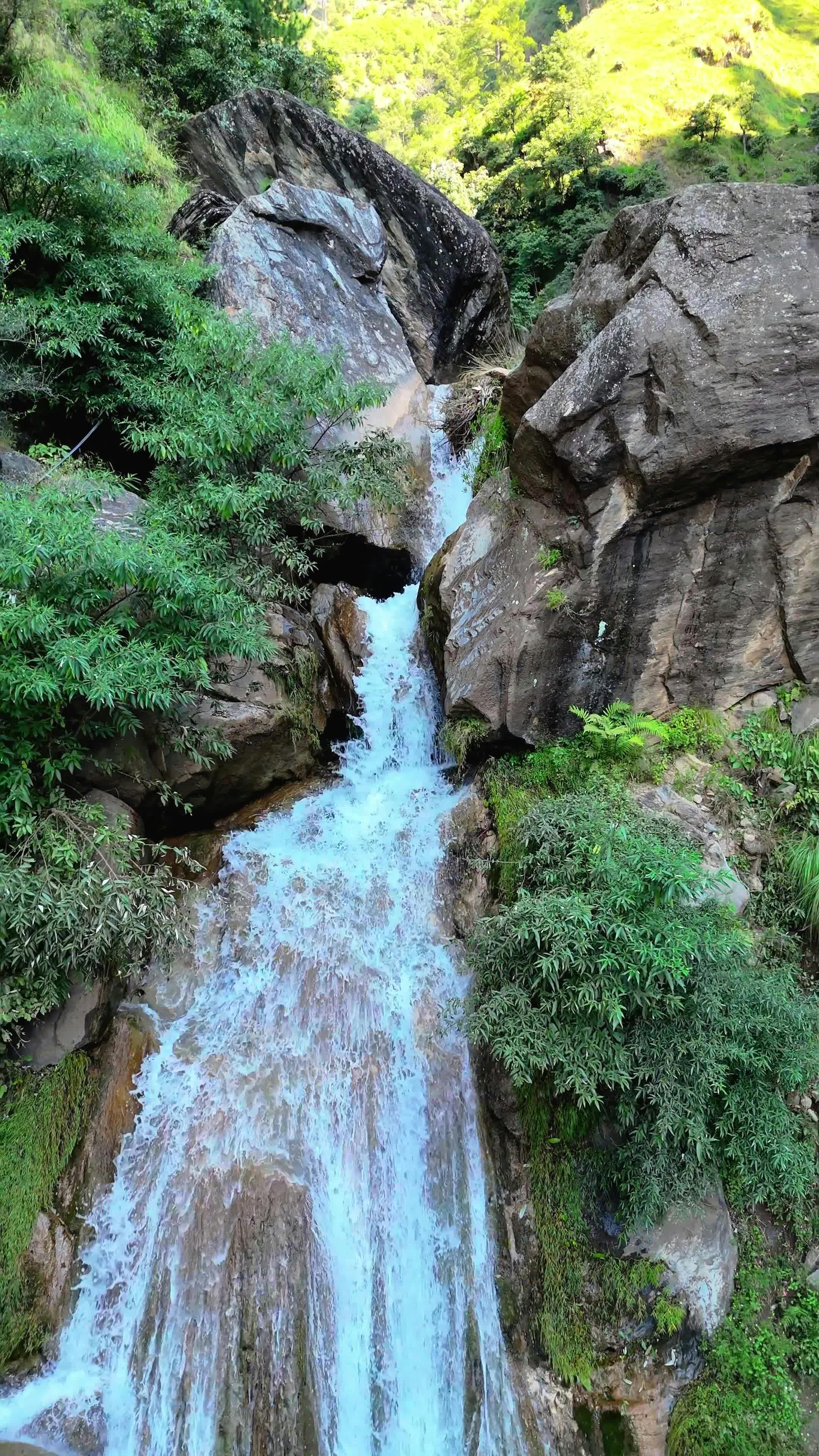 Stunning Aerial View of Taghan Waterfall Free Stock Video Footage ...