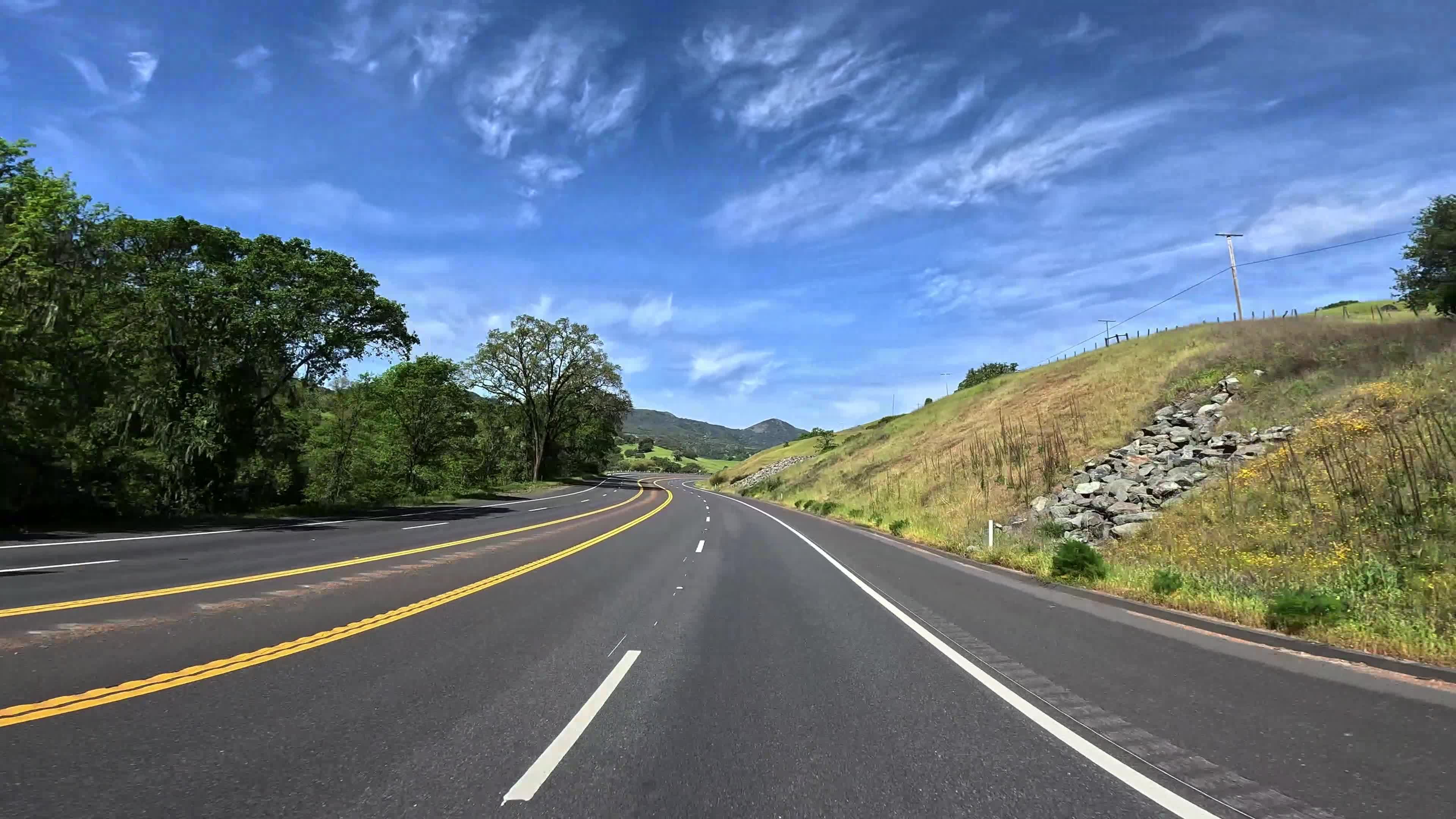 Scenic Highway Drive Through Lush Hills Free Stock Video Footage ...