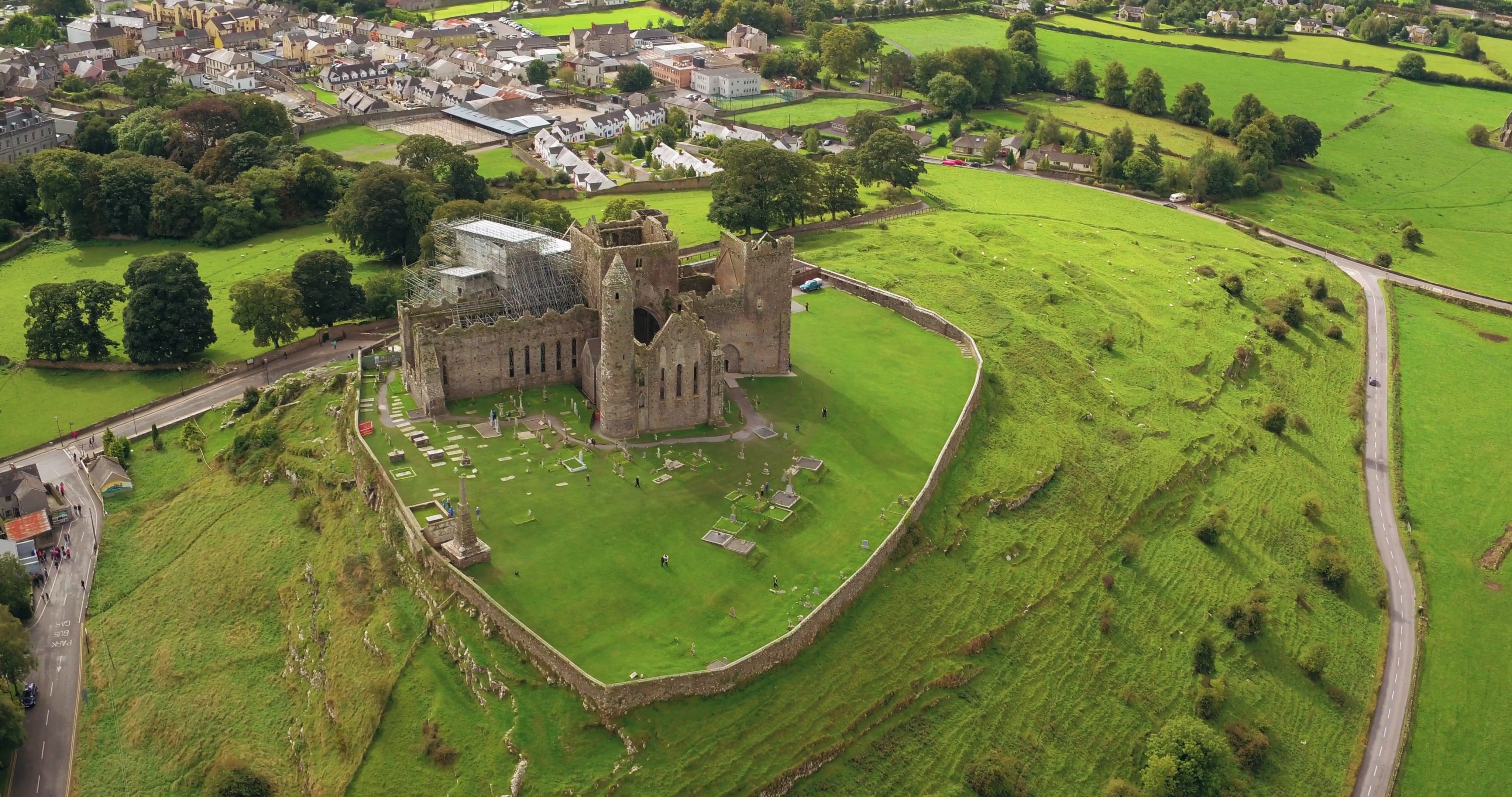 Aerial View Of A Castle Surrounded By Grassland Free Stock Video ...
