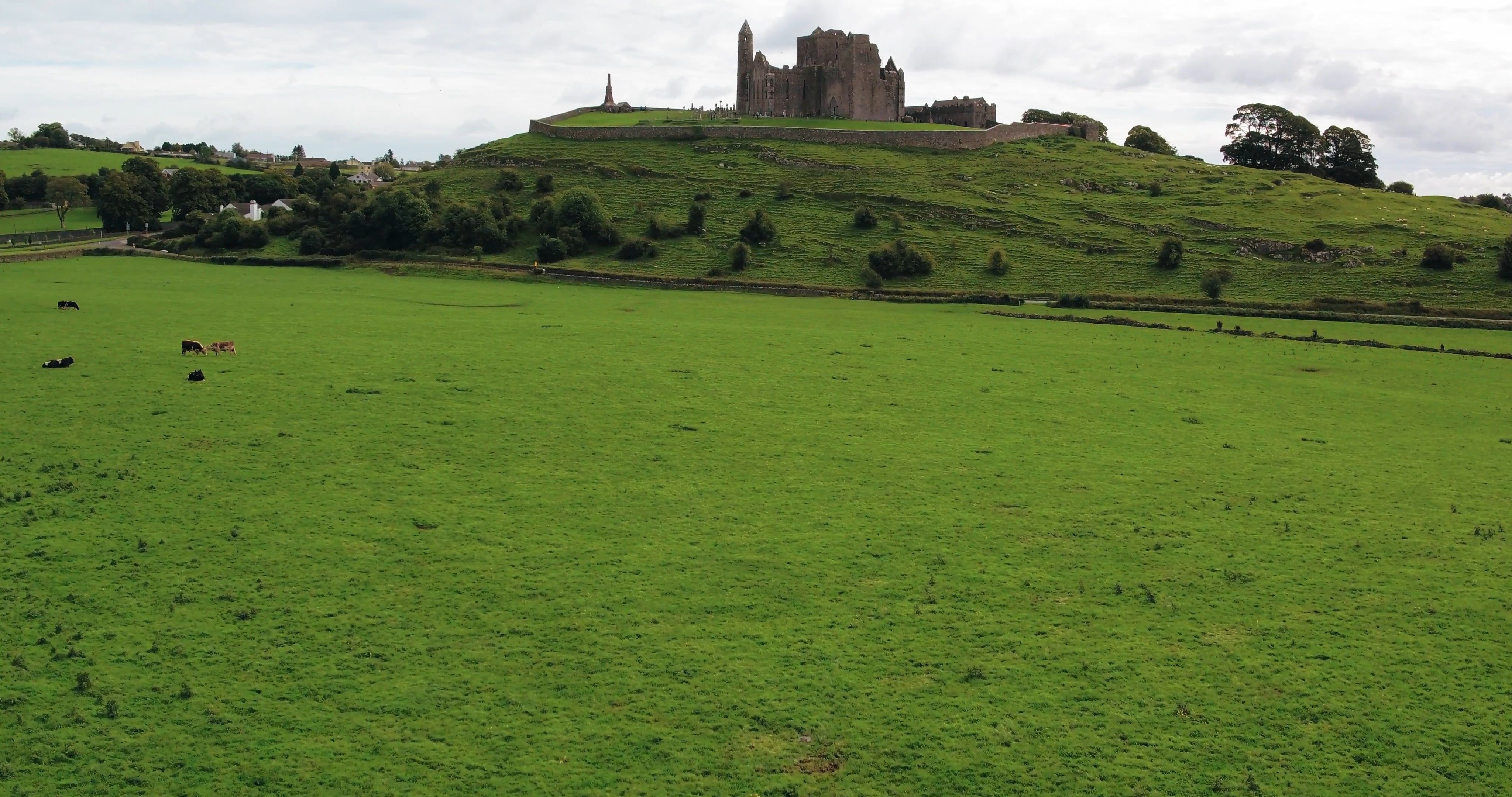 A Castle On A Mountain Surrounded By Trees And Grassland Free Stock ...