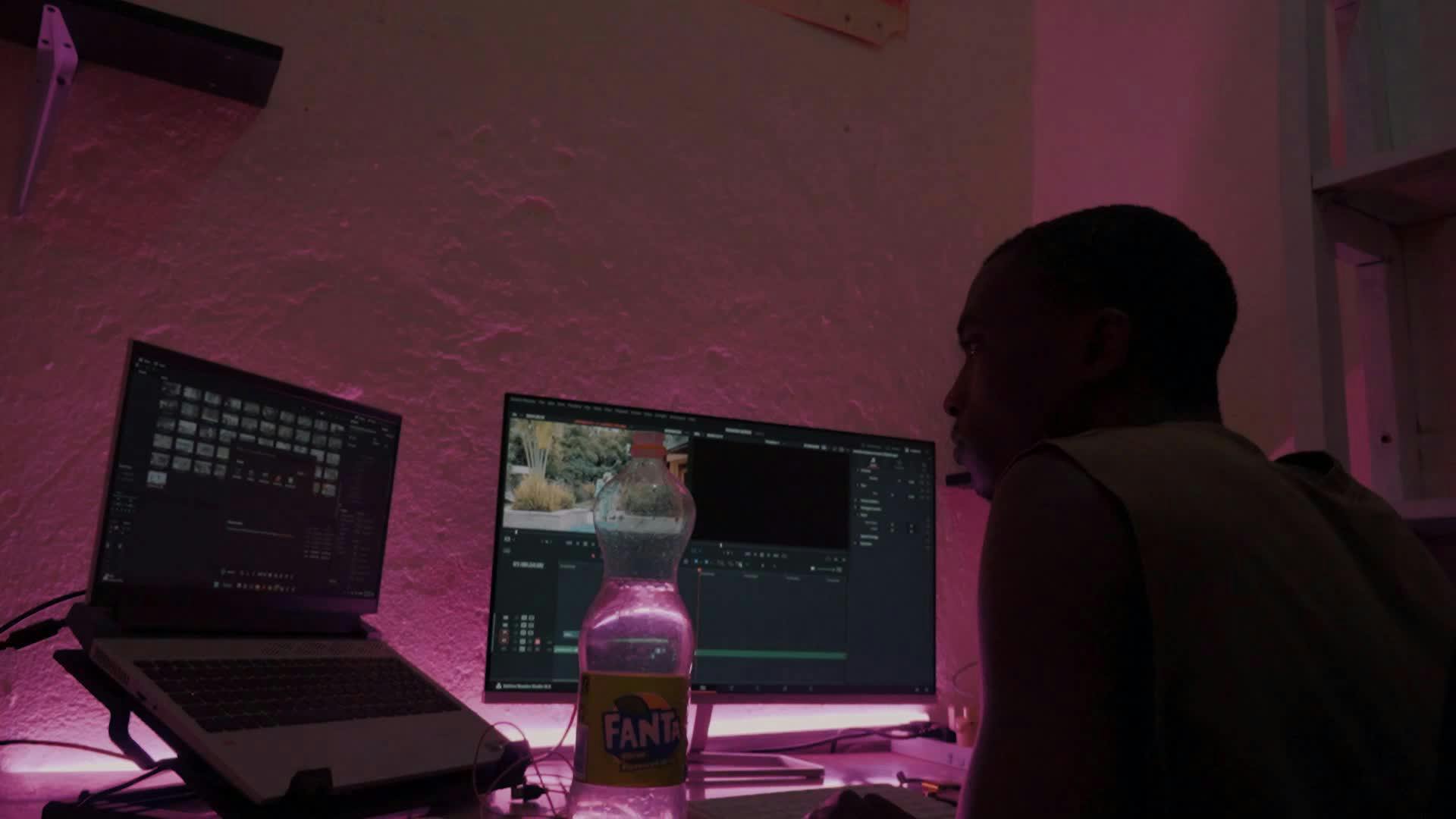 Creative Nightwork in an Editing Studio Free Stock Video Footage ...