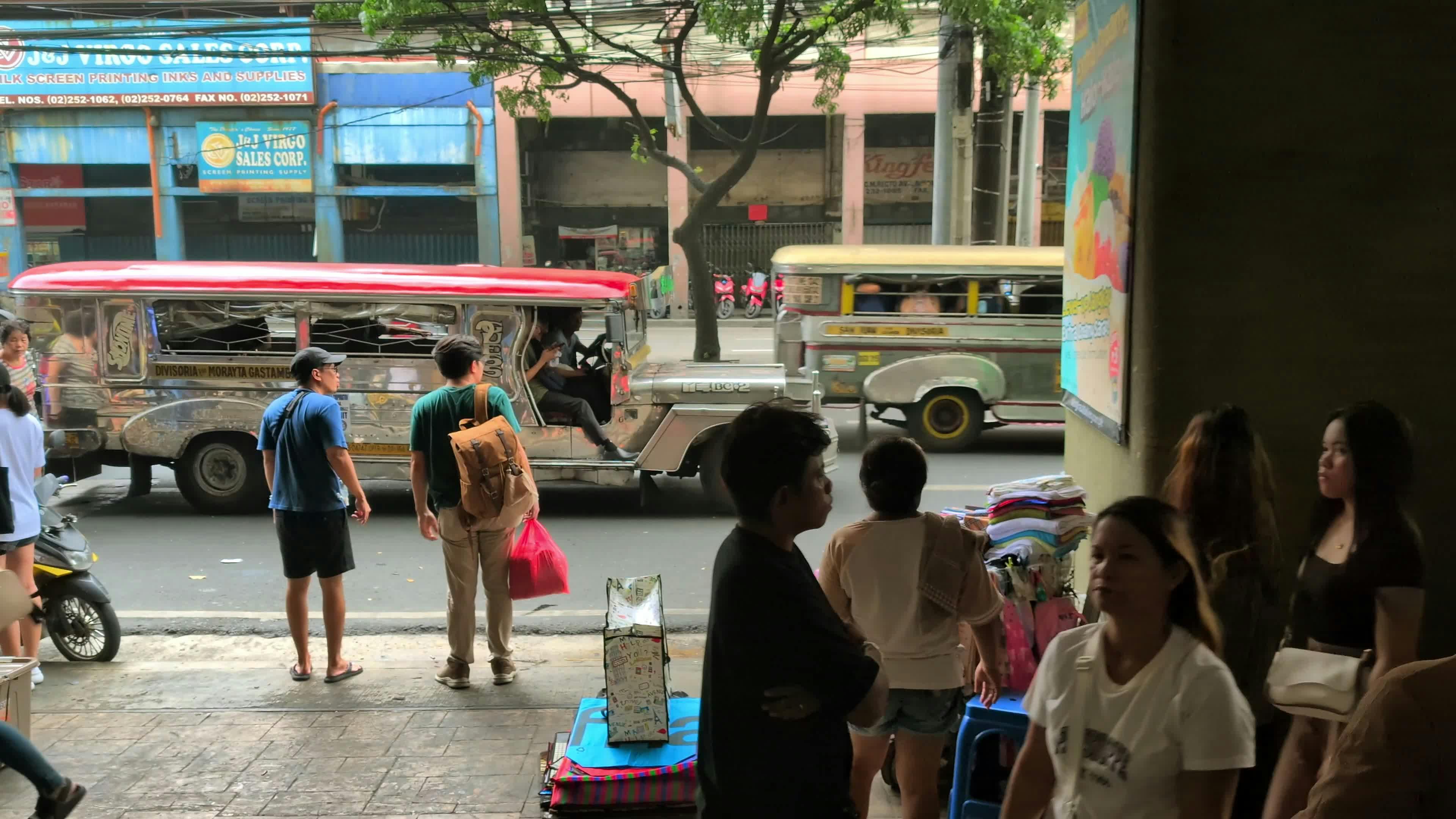 Bustling Street Scene in Manila with Jeepneys Free Stock Video Footage ...