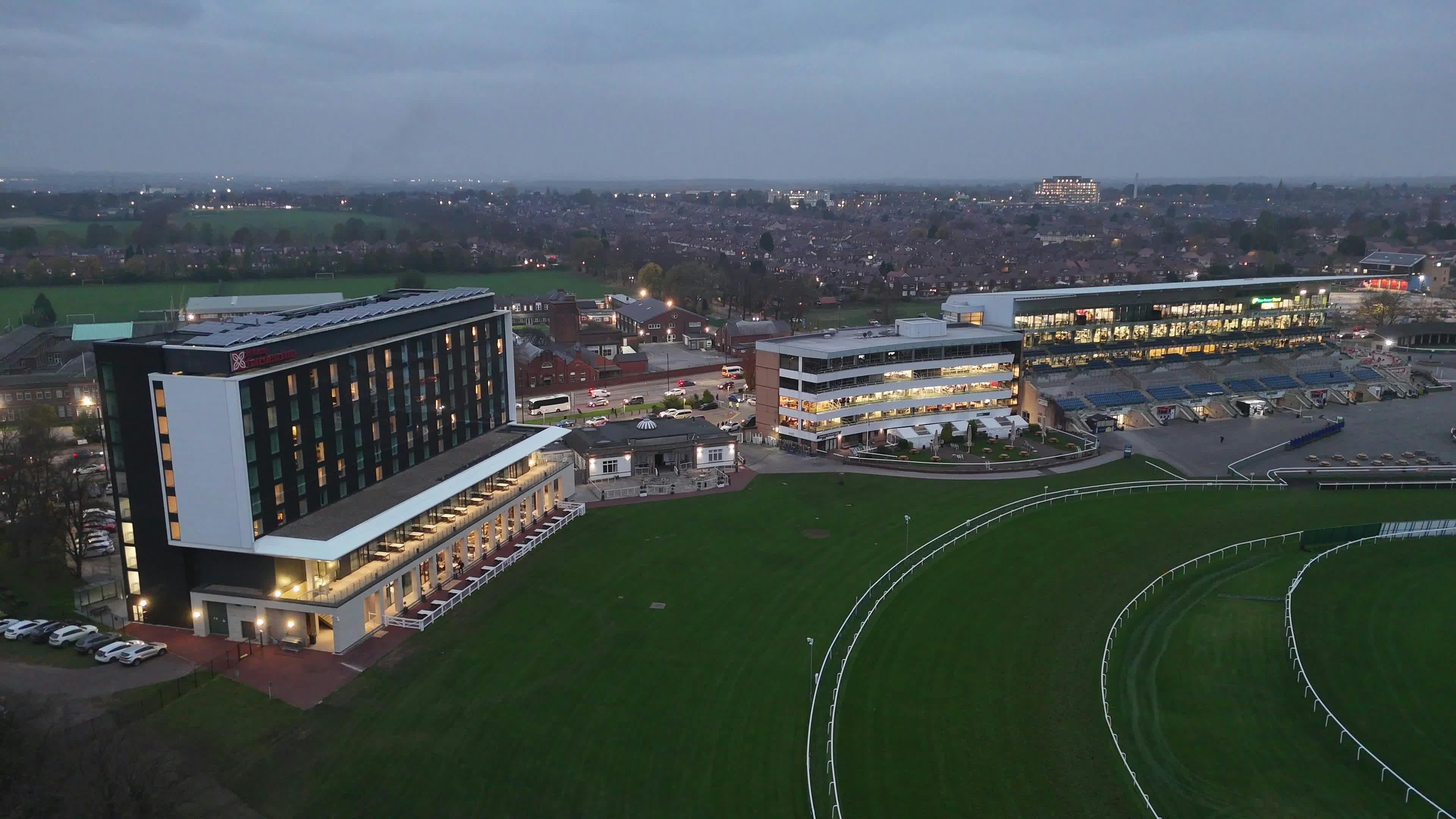 Aerial View of Urban Racetrack at Dusk Free Stock Video Footage ...