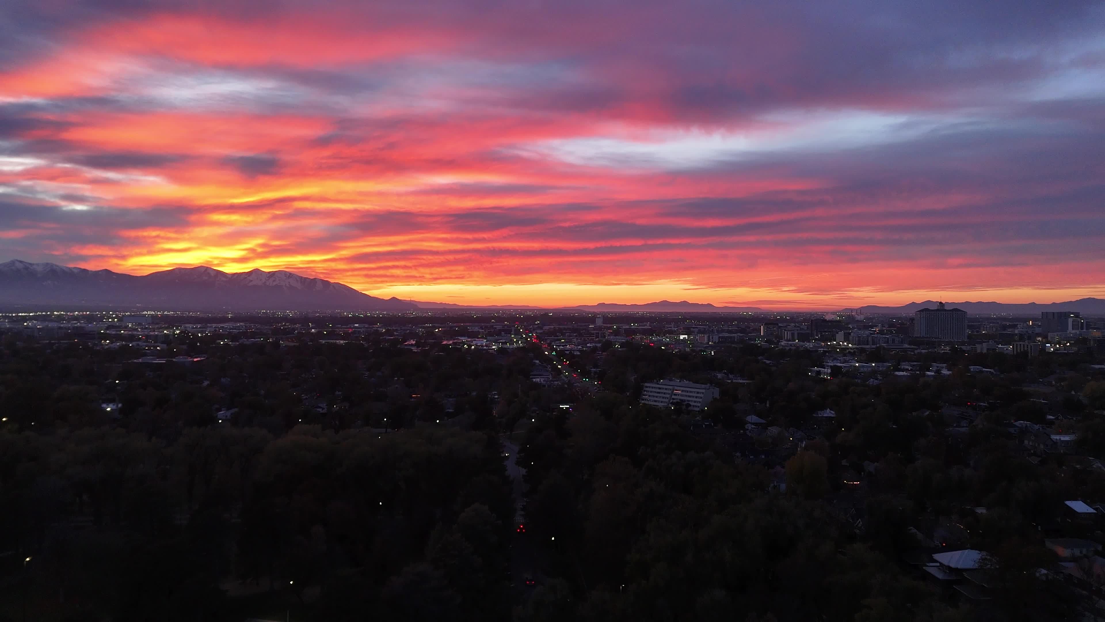 Stunning Sunset Over Mountainous Cityscape Free Stock Video Footage ...