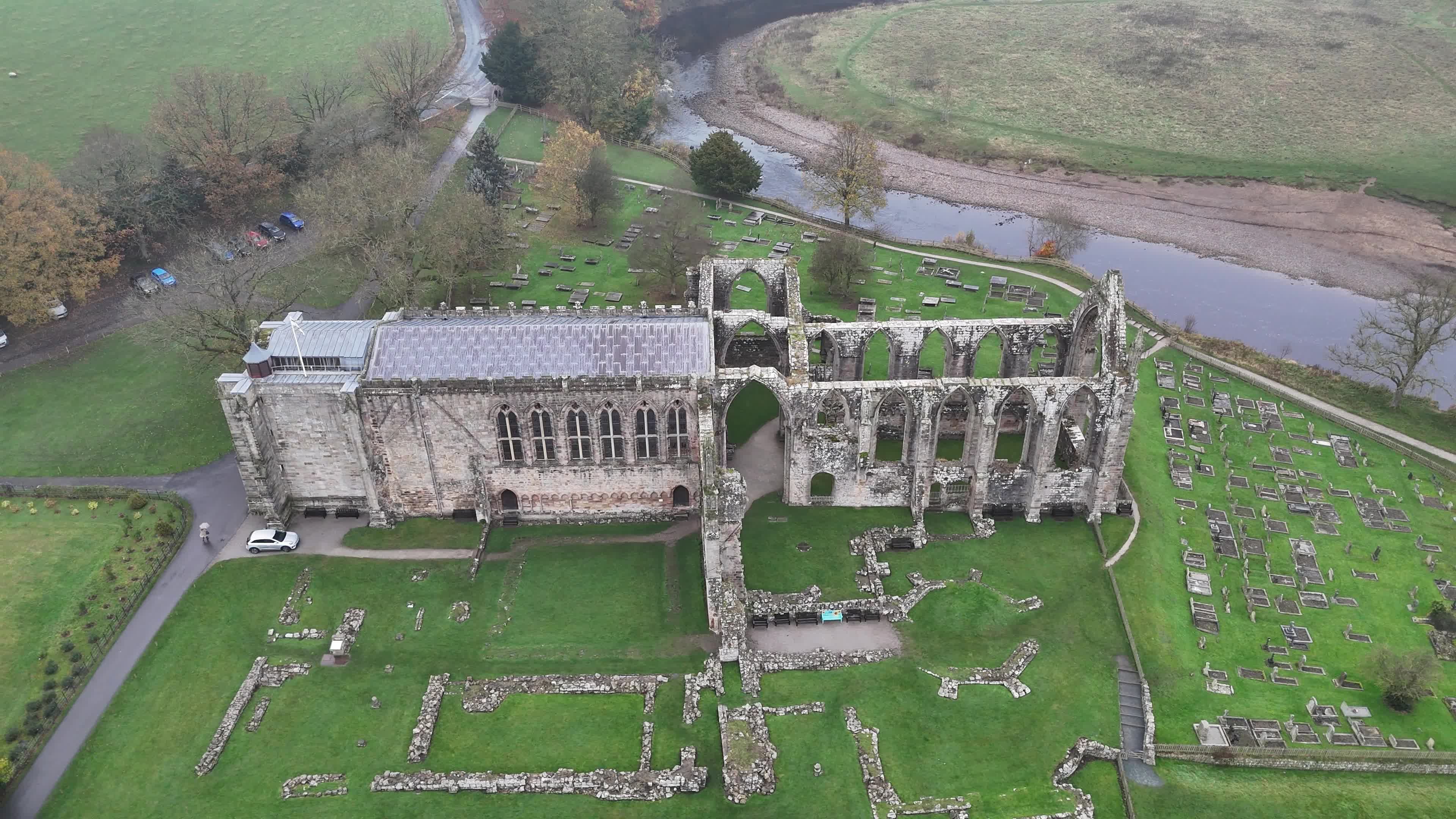 Aerial View of Historic Ruins in Scenic Countryside Free Stock Video ...