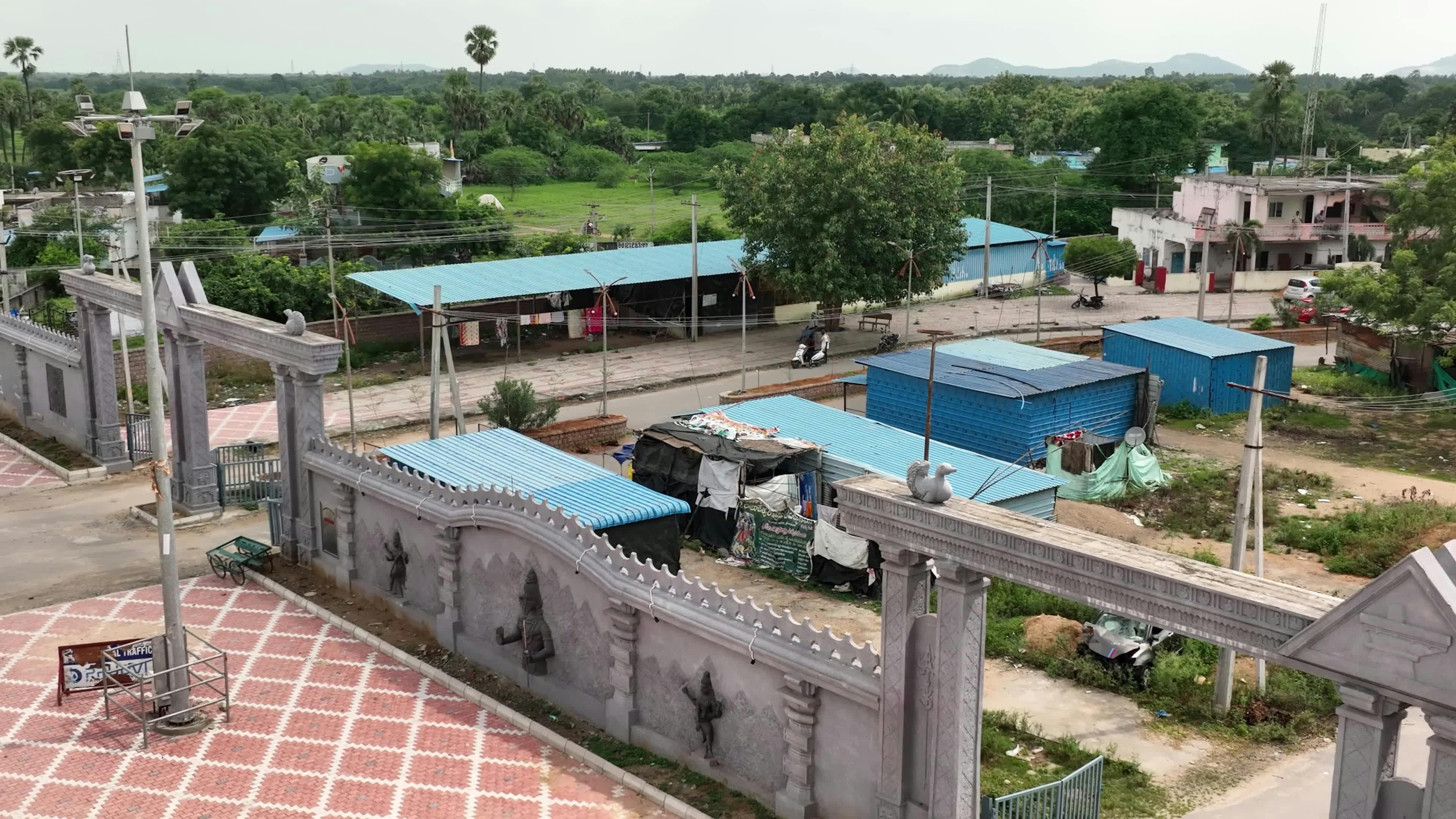 Aerial View of Inavolu Mallanna Temple Area Free Stock Video Footage ...