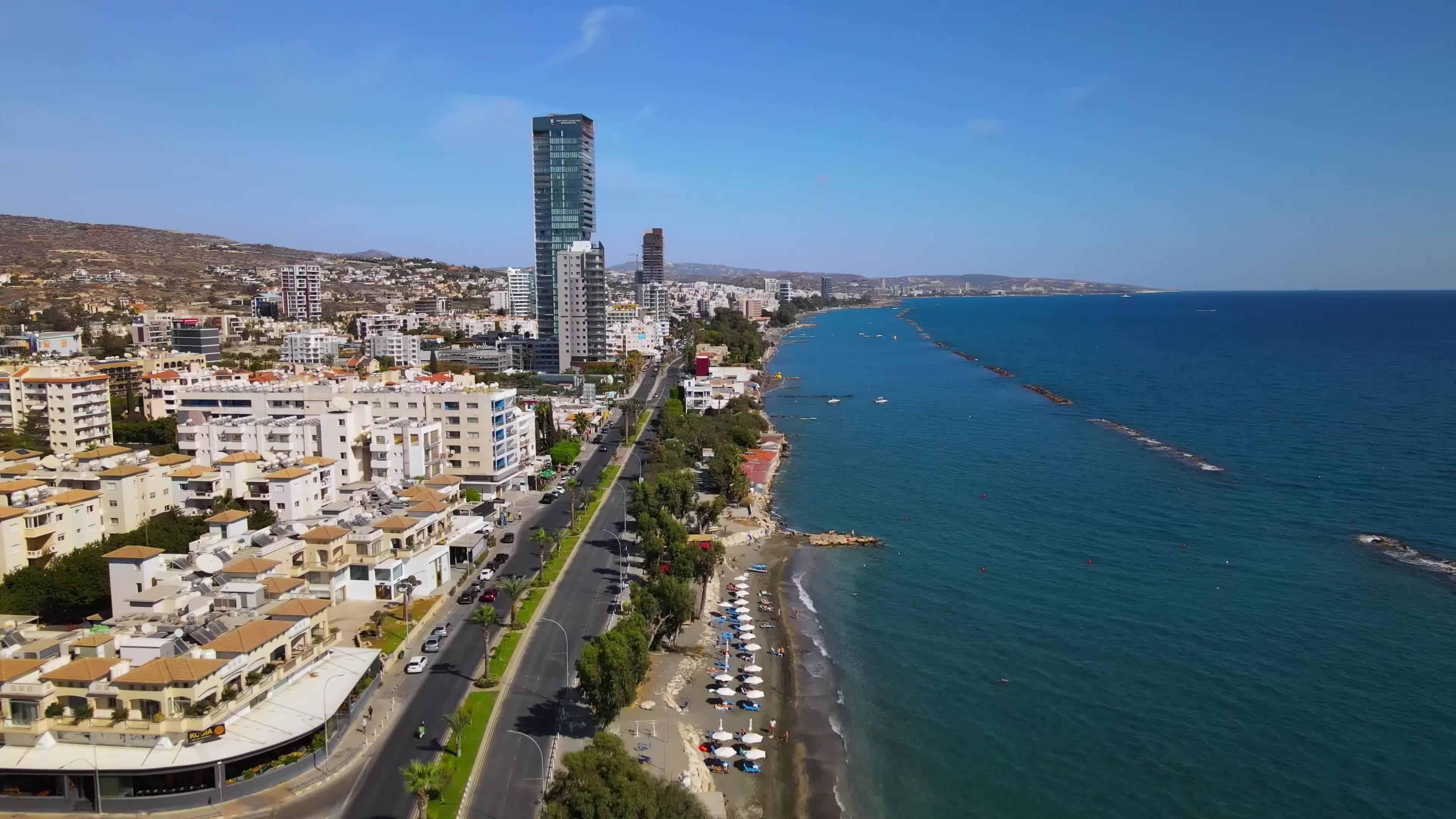 Breathtaking Aerial View of Limassol Coastline Free Stock Video Footage ...