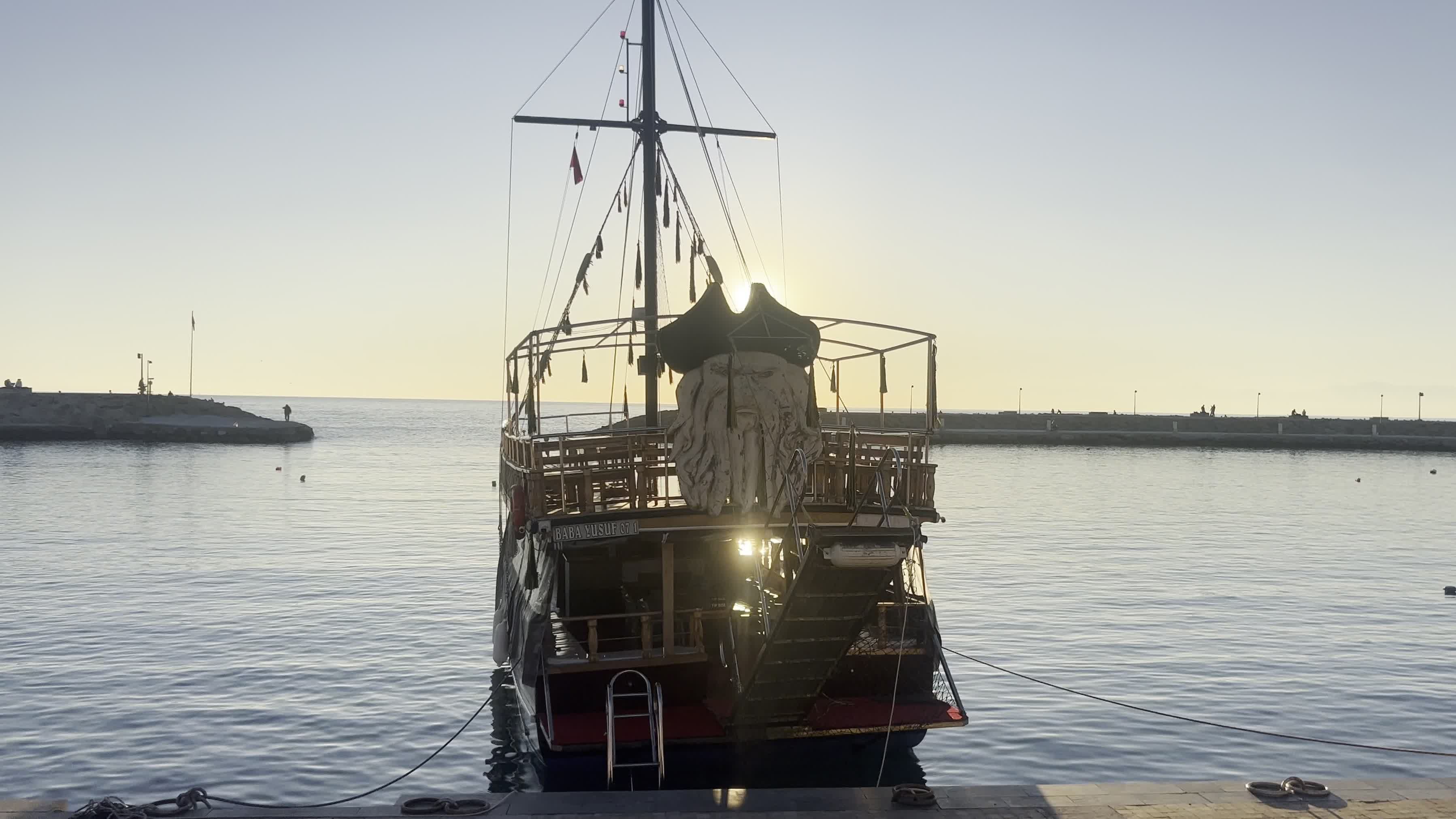 Sunset View of a Boat on Antalya Coastline Free Stock Video Footage ...