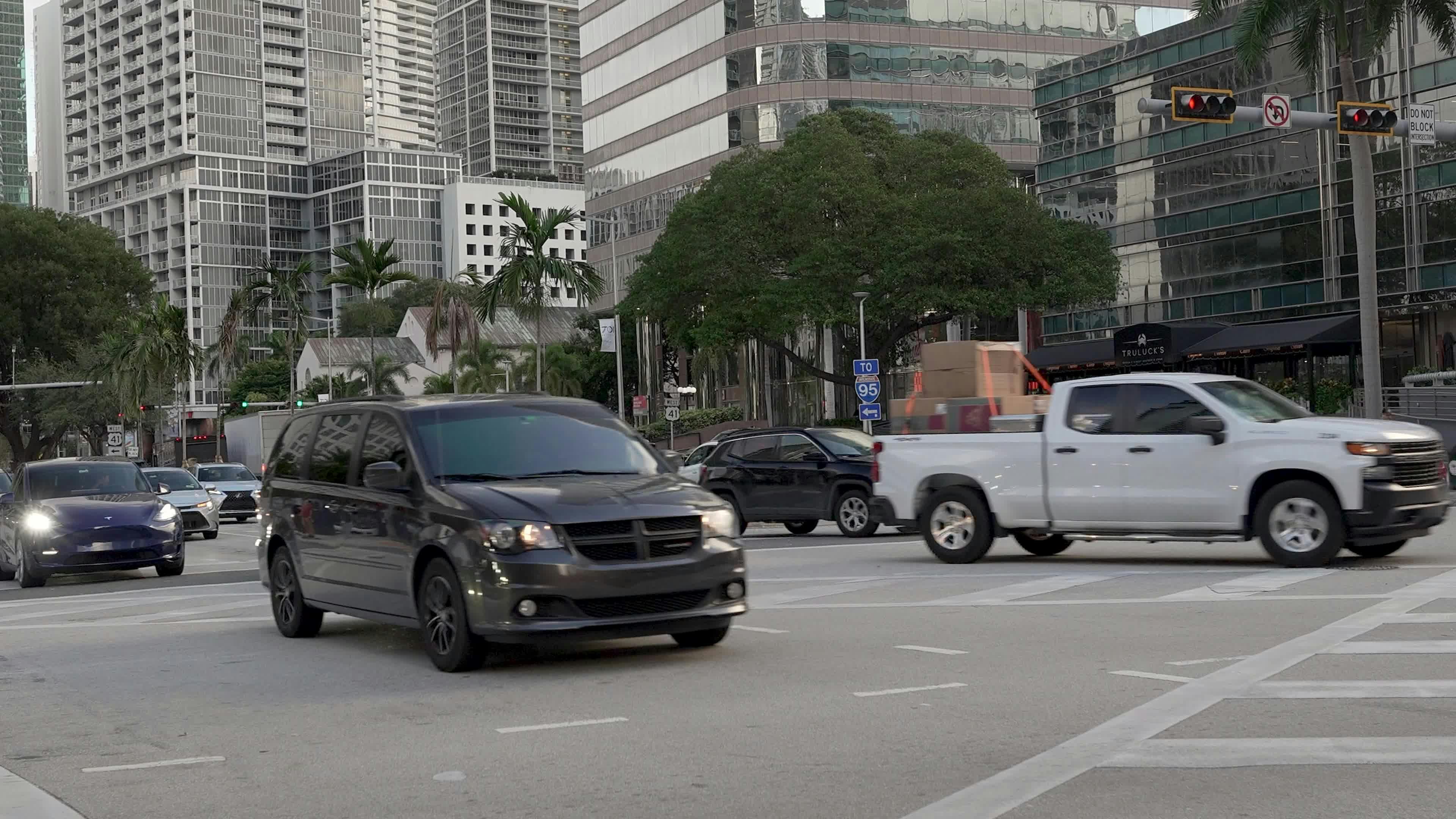 Busy Downtown Miami Street Intersection Free Stock Video Footage ...