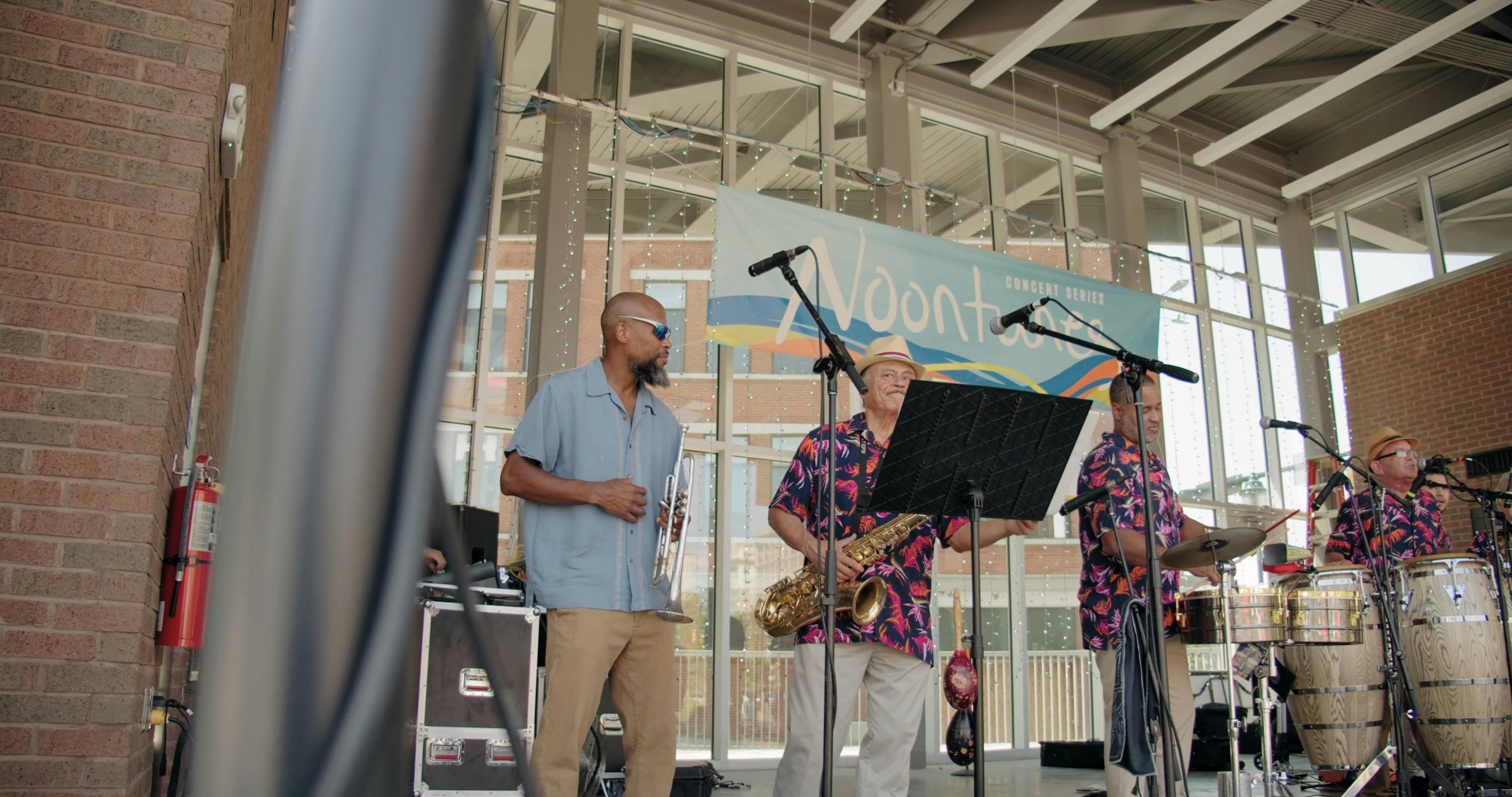 Slow Motion Footage Of A Musical Band Performing With Various Musical ...