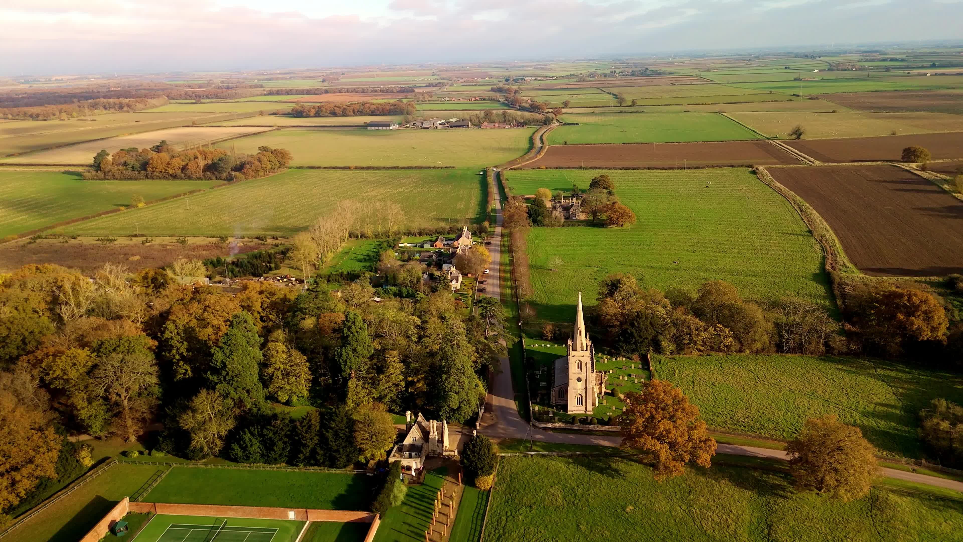 Scenic Aerial View of Countryside Road in Autumn Free Stock Video ...