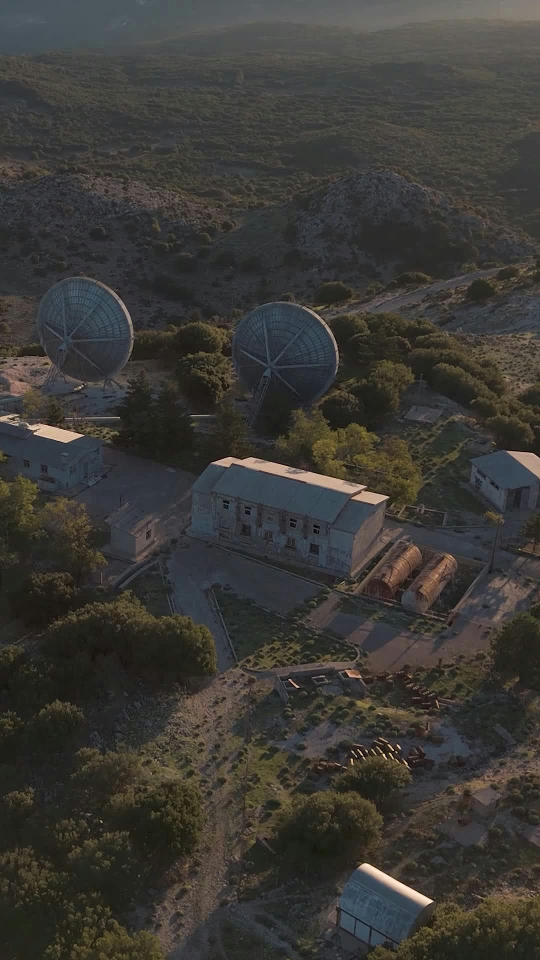 Aerial View of Abandoned Radar Station at Sunset Free Stock Video ...