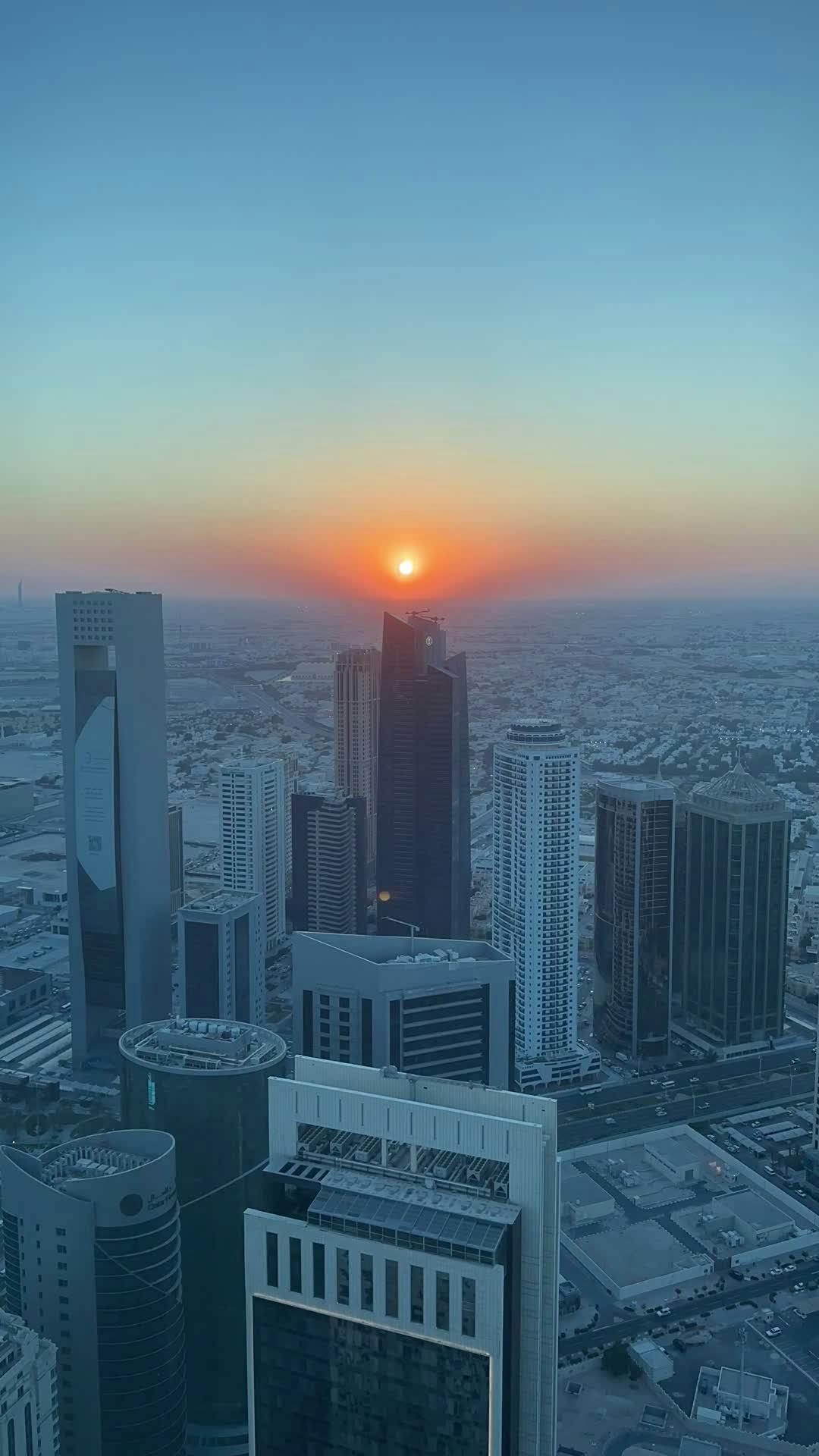 Stunning Doha Skyline at Night from Above Free Stock Video Footage, Royalty-Free 4K & HD Video Clip