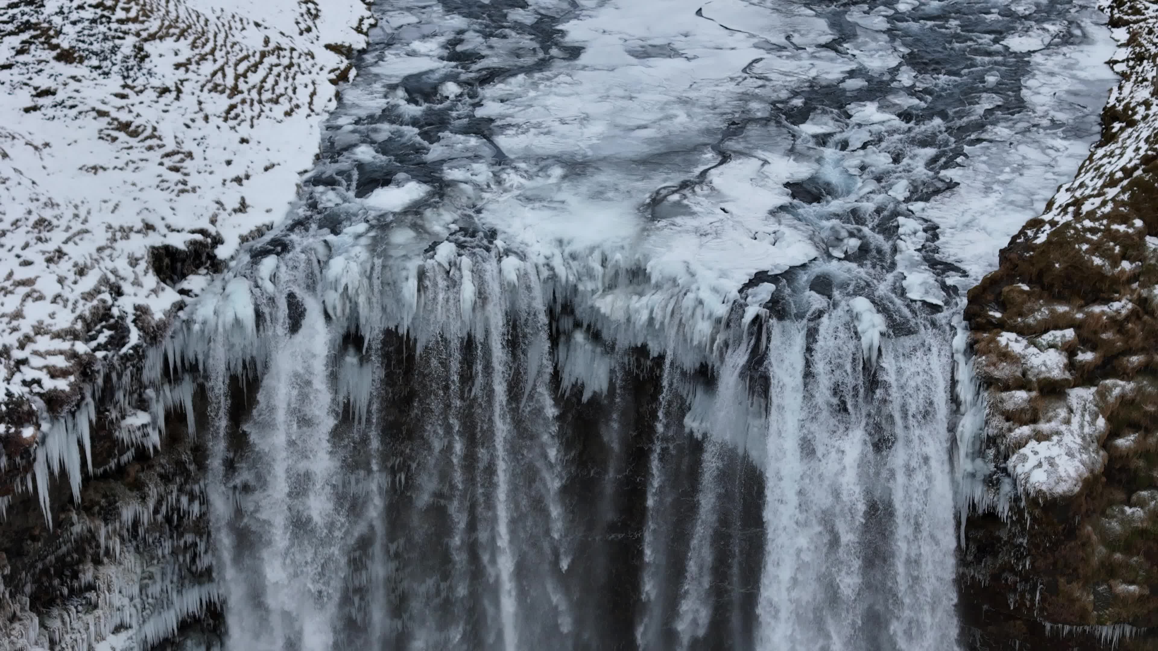 Majestic Frozen Waterfall in Iceland's Winter Free Stock Video Footage ...