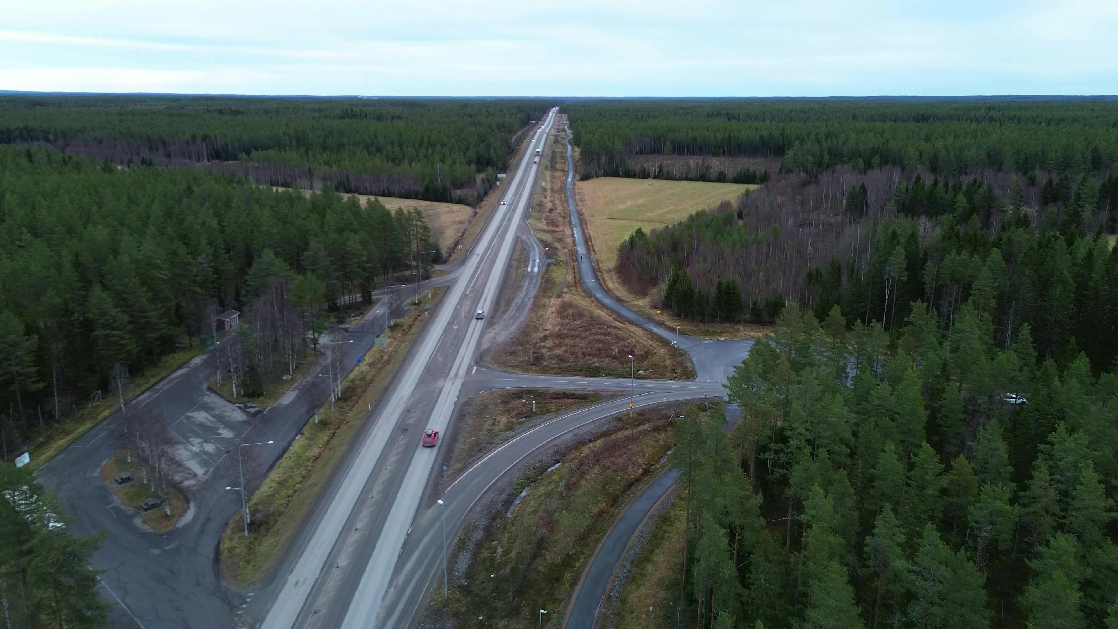 Aerial View of Highway Road through Forest Free Stock Video Footage ...