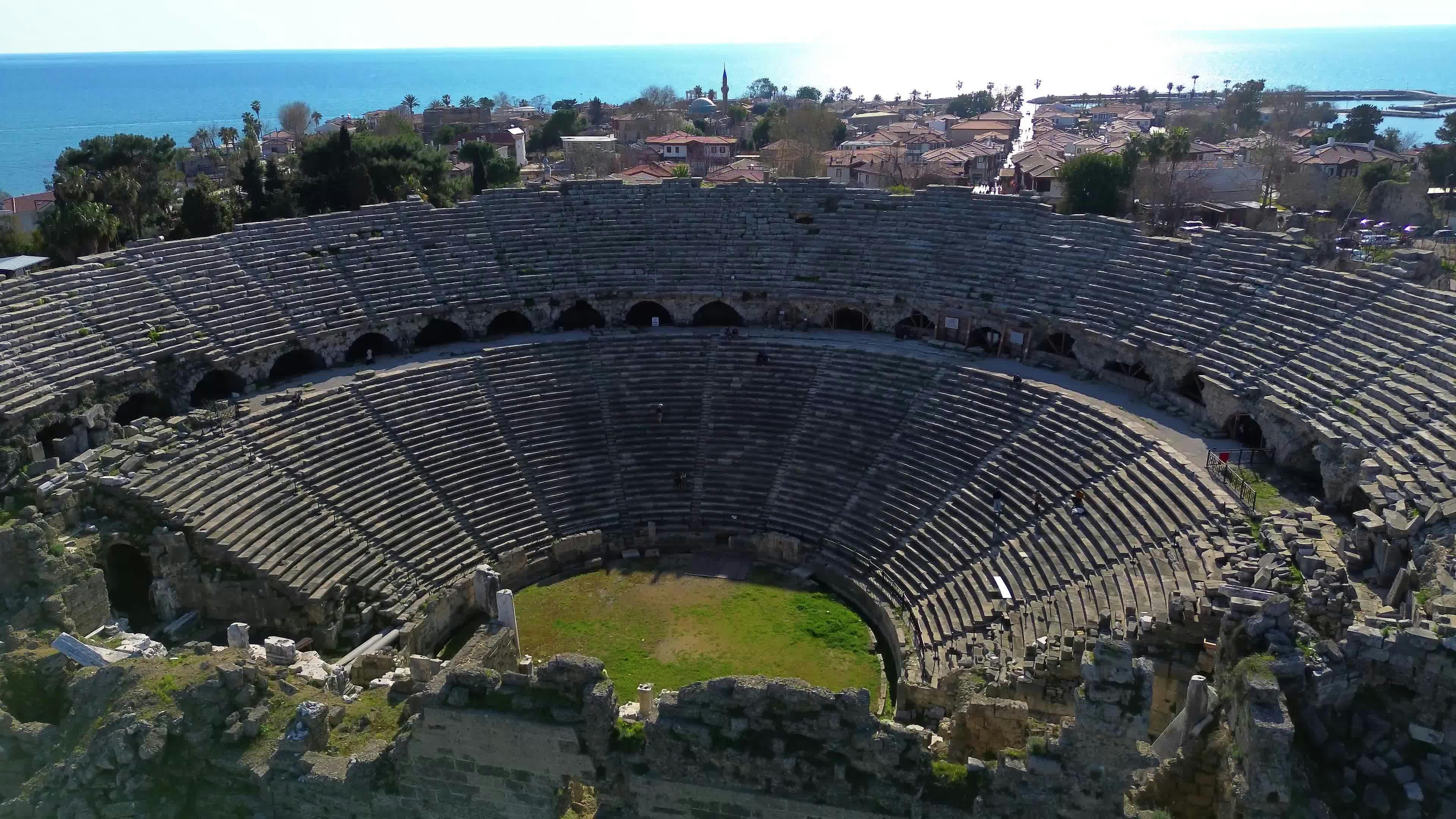 Aerial View of Ancient Greek Amphitheater Free Stock Video Footage ...