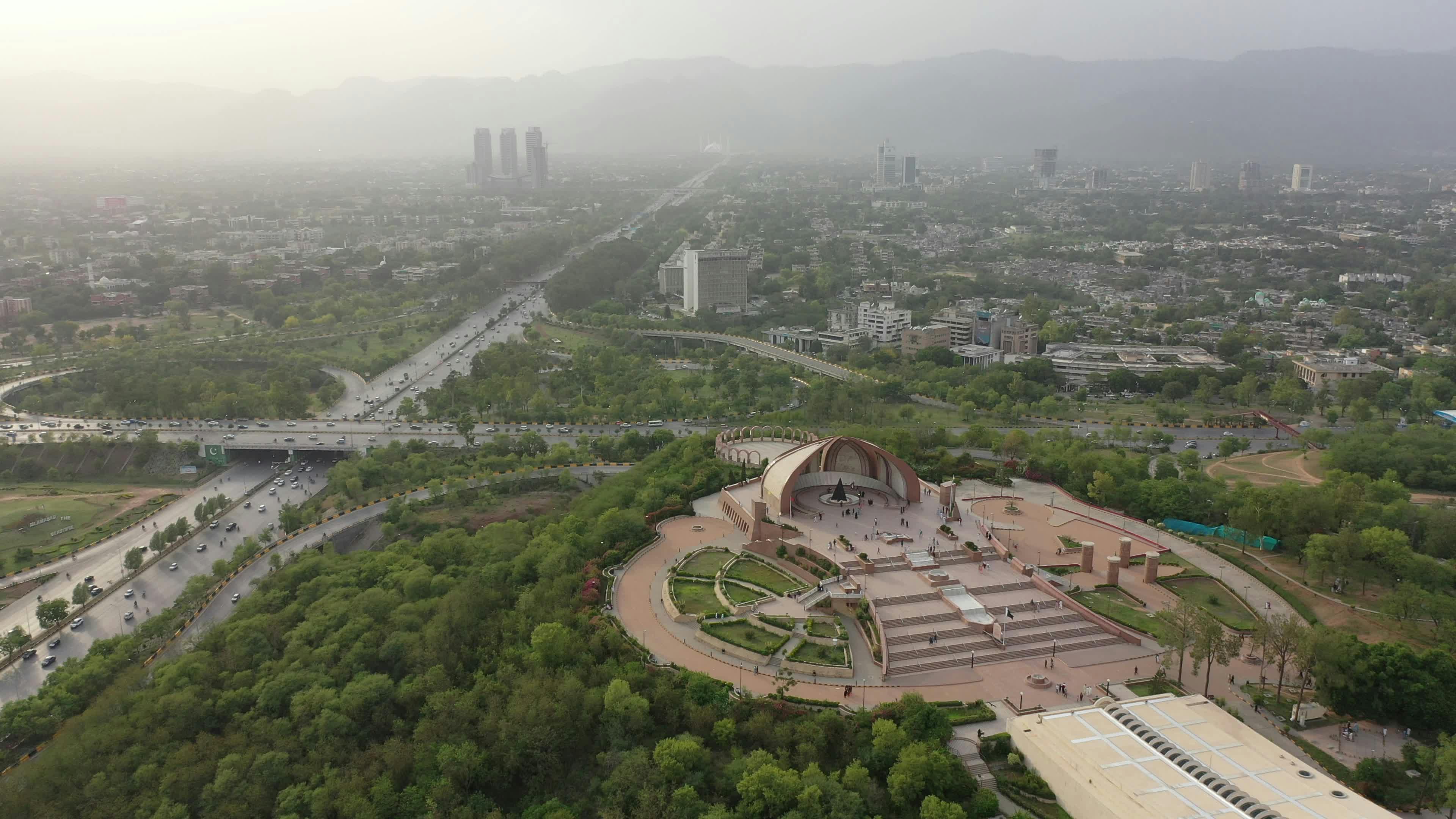 Aerial View of Islamabad with Iconic Monument Free Stock Video Footage ...