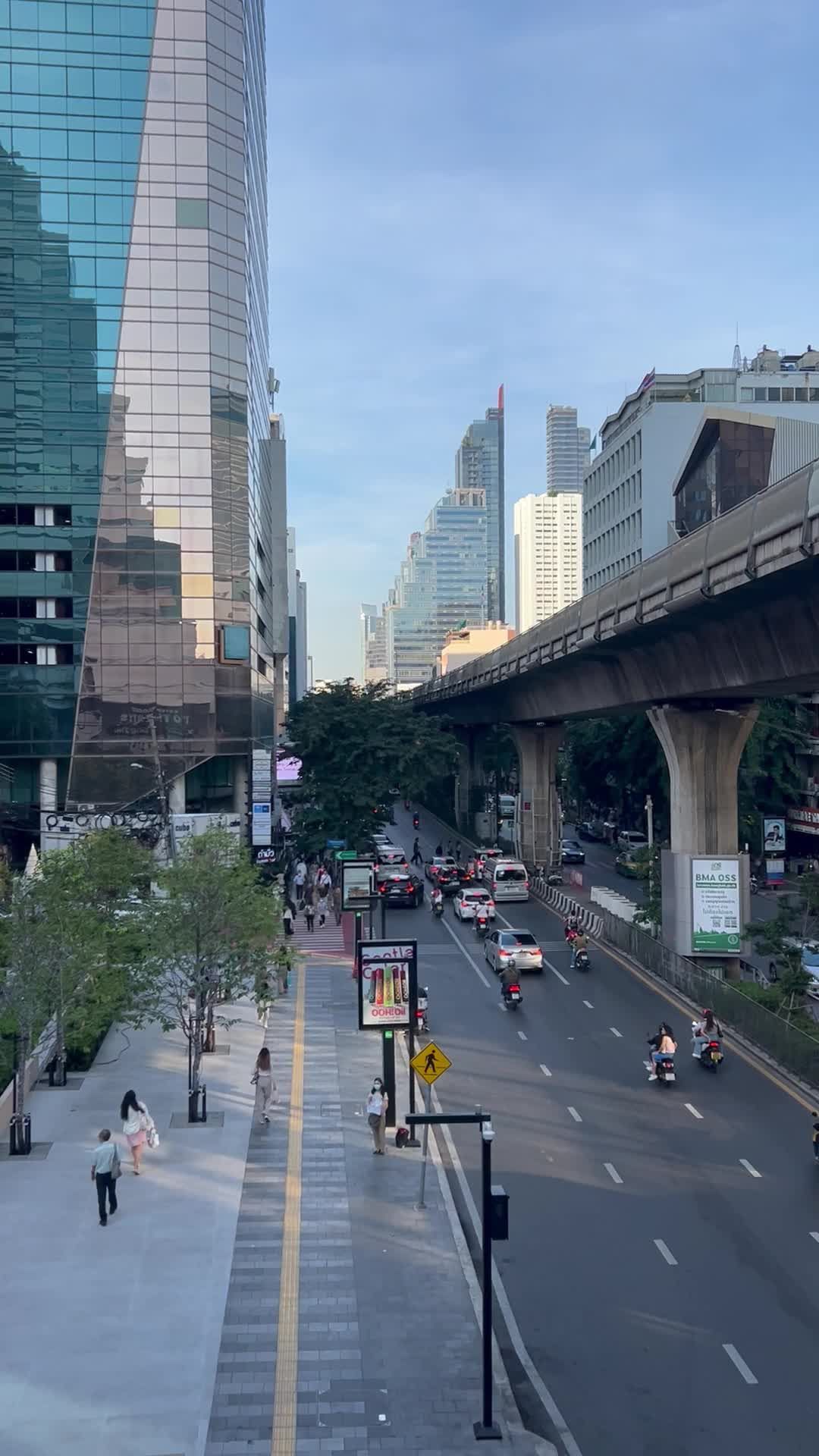Busy Urban Street Scene with Modern Skyscrapers Free Stock Video ...
