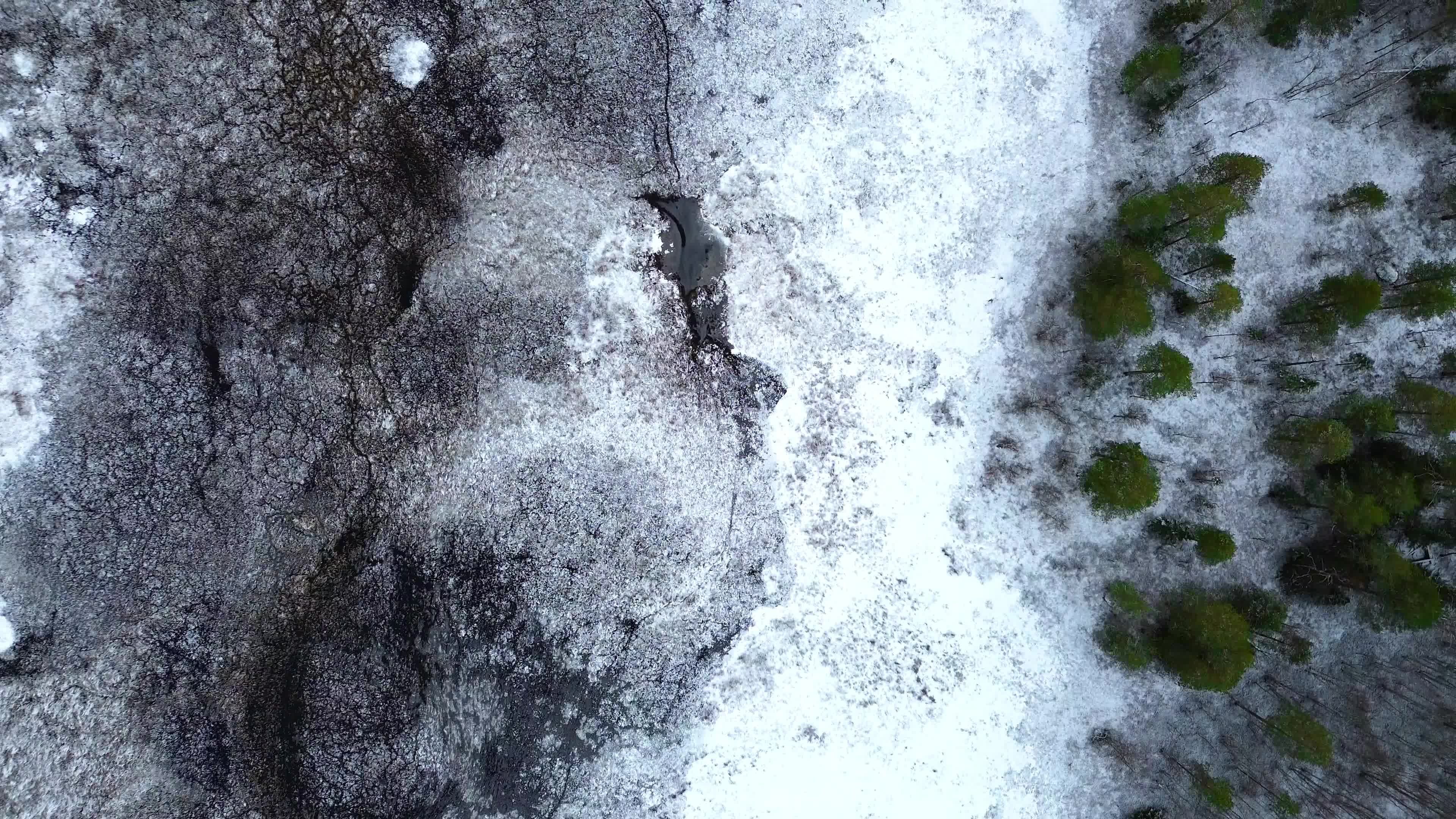 Aerial Winter Landscape Over Forest and Snow Free Stock Video Footage ...