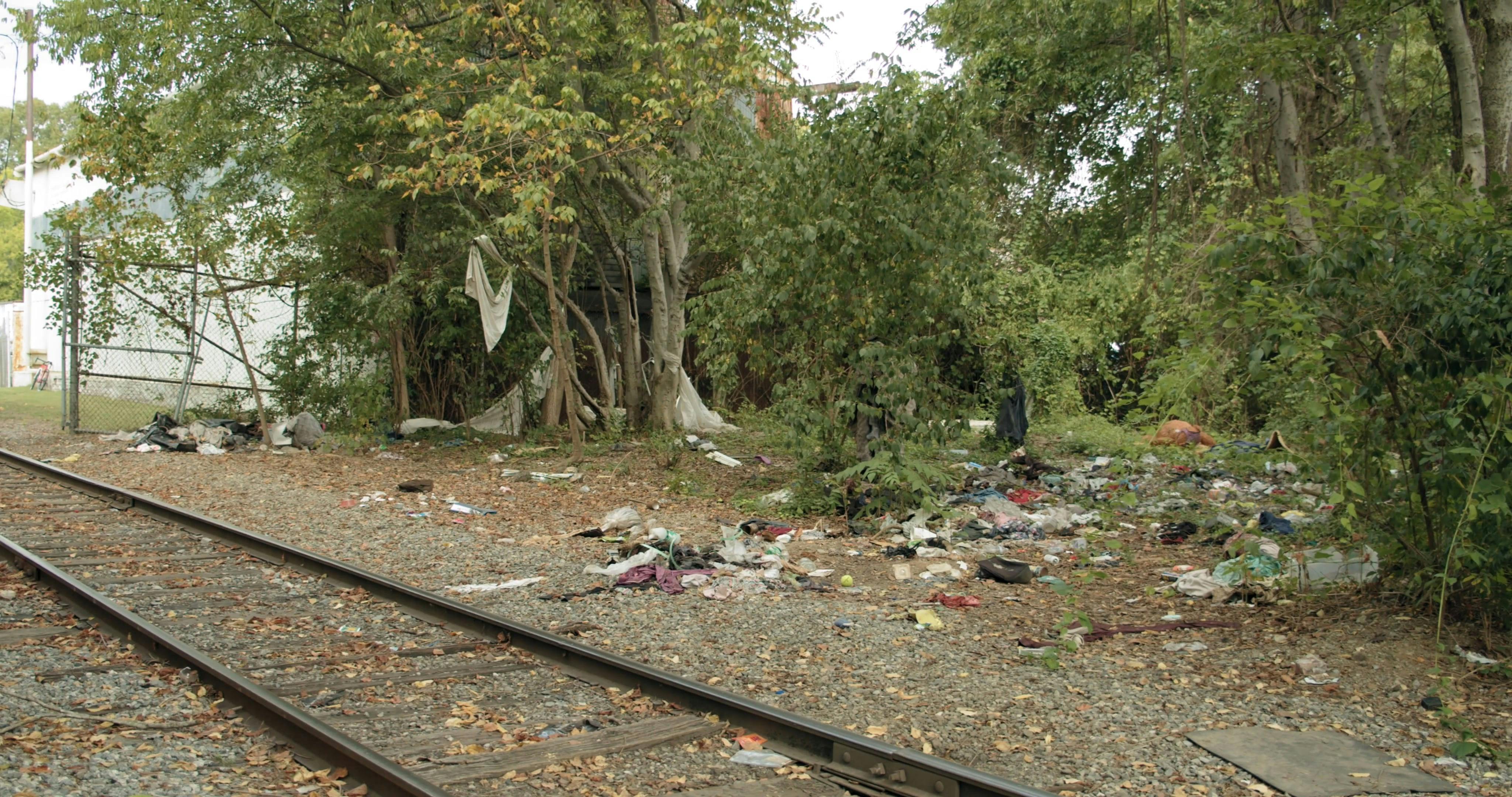 Garbage Scattered On The Side Of The Railroad Tracks Near Trees · Free ...