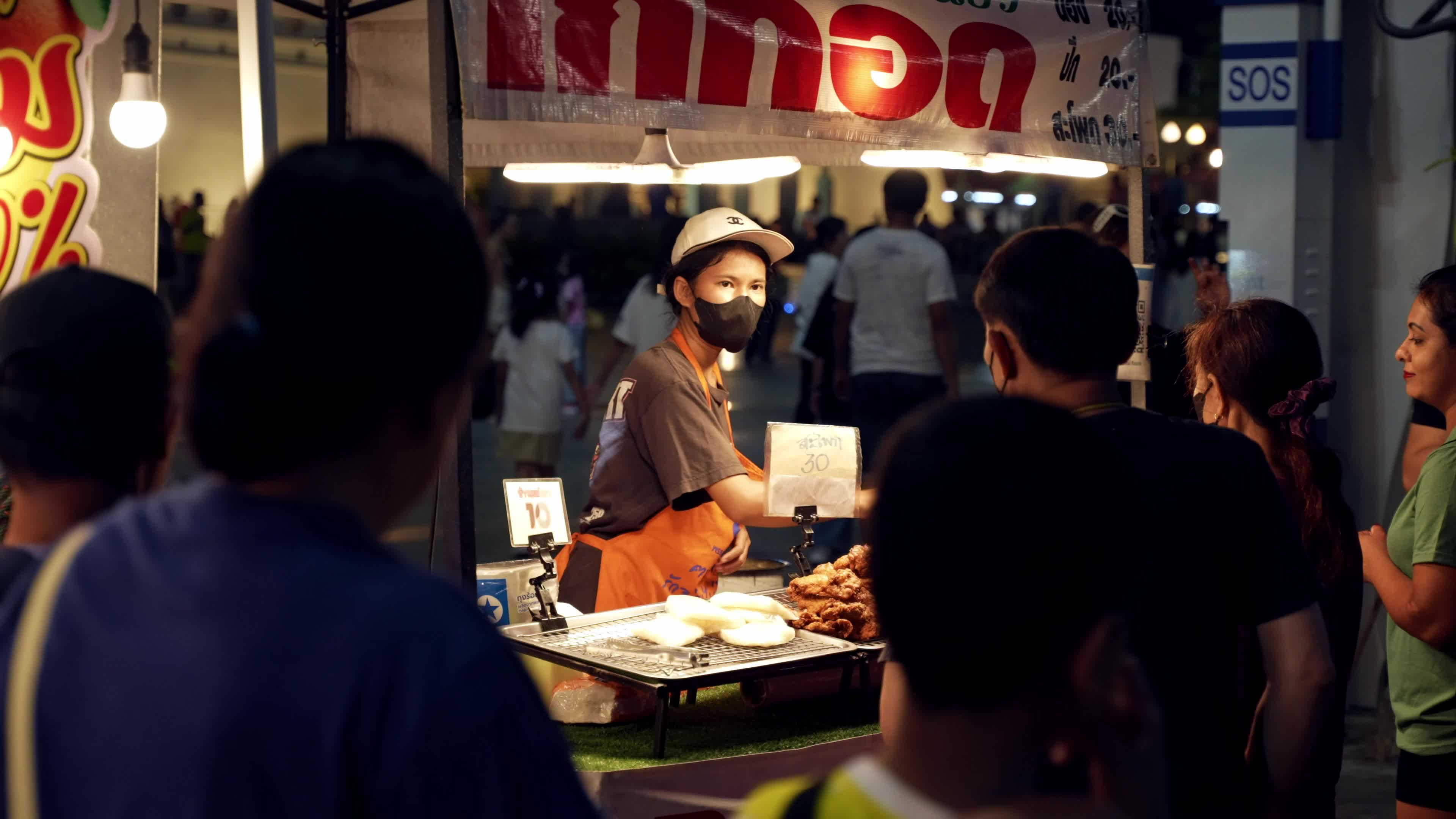 Vibrant Night Market Street Food Scene in Asia Free Stock Video Footage ...