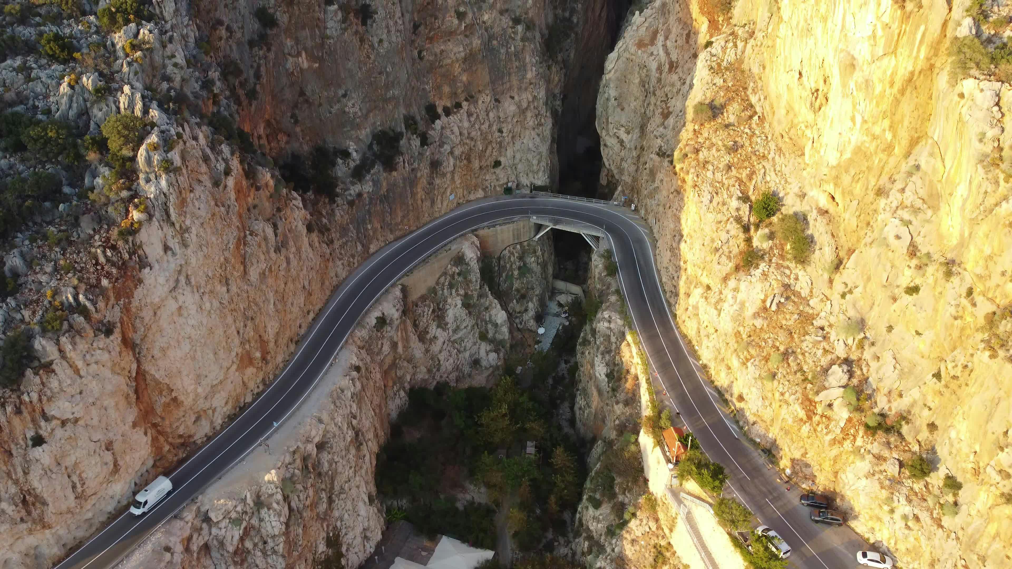 Aerial View of Scenic Mountain Pass Bridge Free Stock Video Footage ...