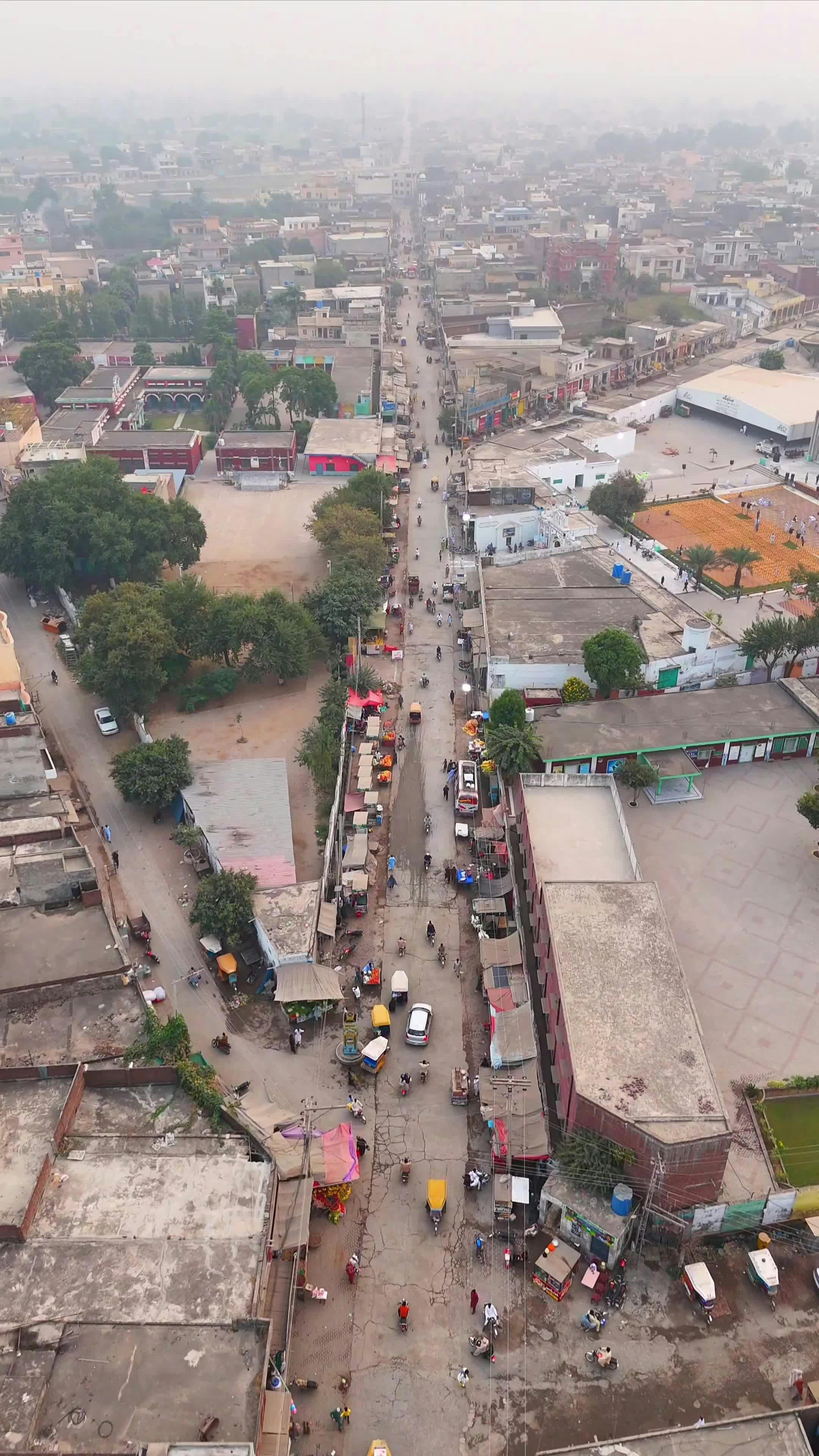 Aerial View Over Vibrant Urban Streetscape Free Stock Video Footage ...