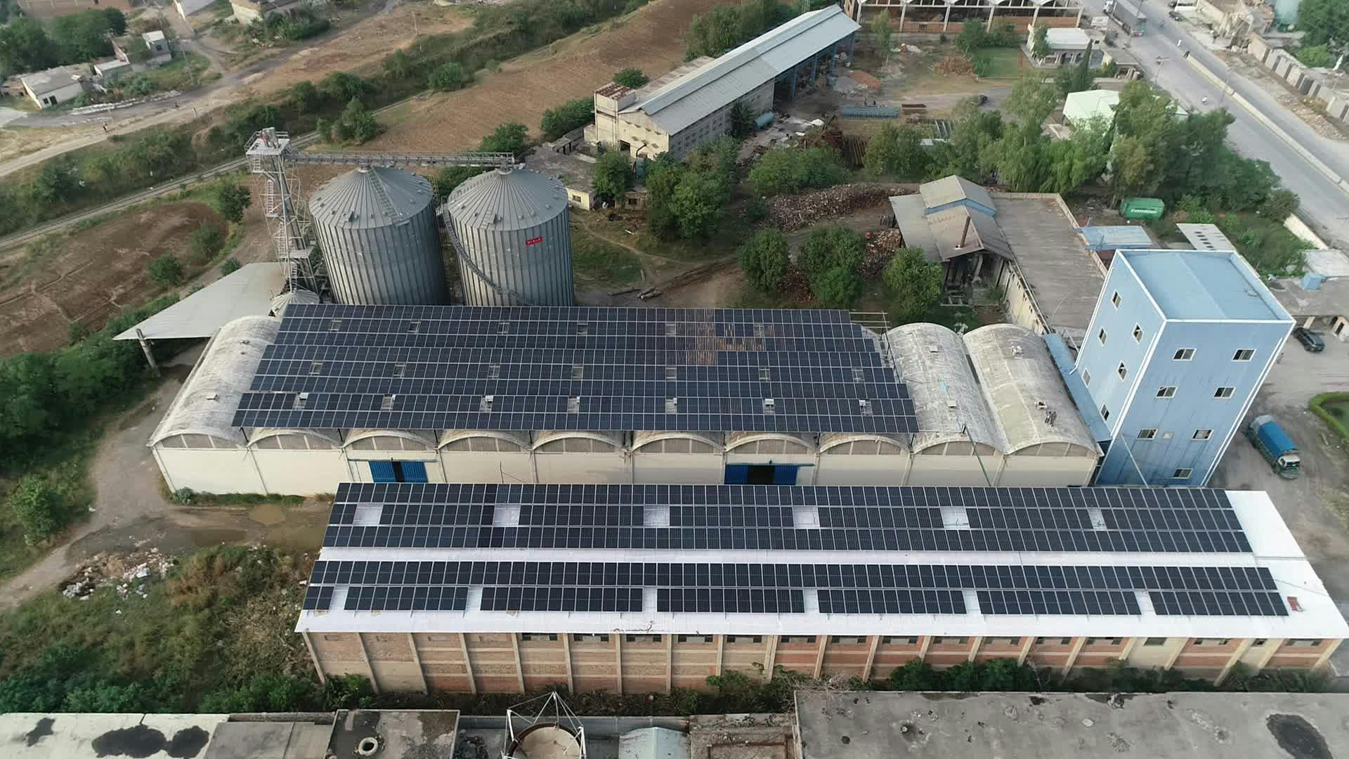 Aerial View of Industrial Rooftop Solar Panels Free Stock Video Footage ...