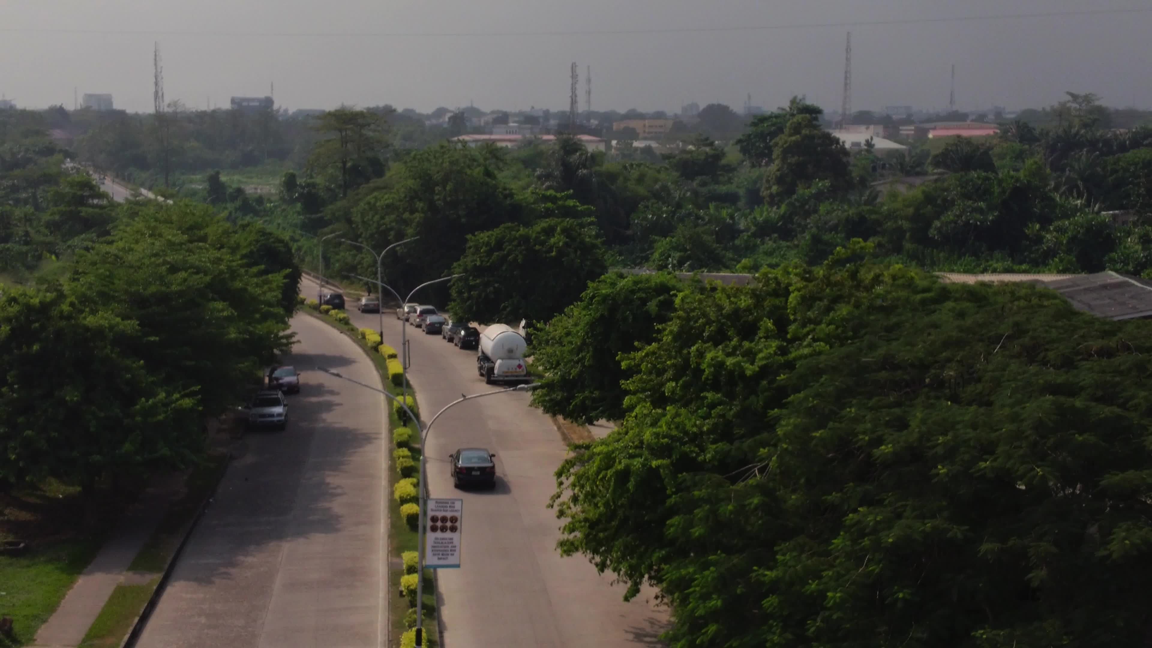 Aerial View of Busy Lagos Suburban Road Free Stock Video Footage ...