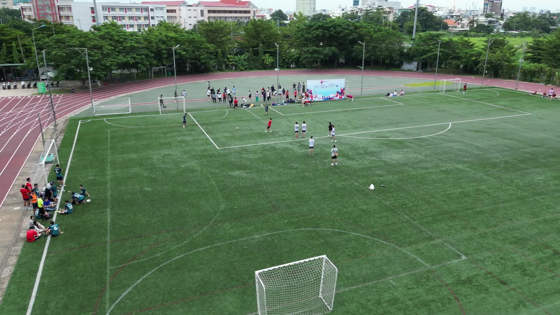 Aerial View of Soccer Match in Outdoor Stadium Free Stock Video Footage ...
