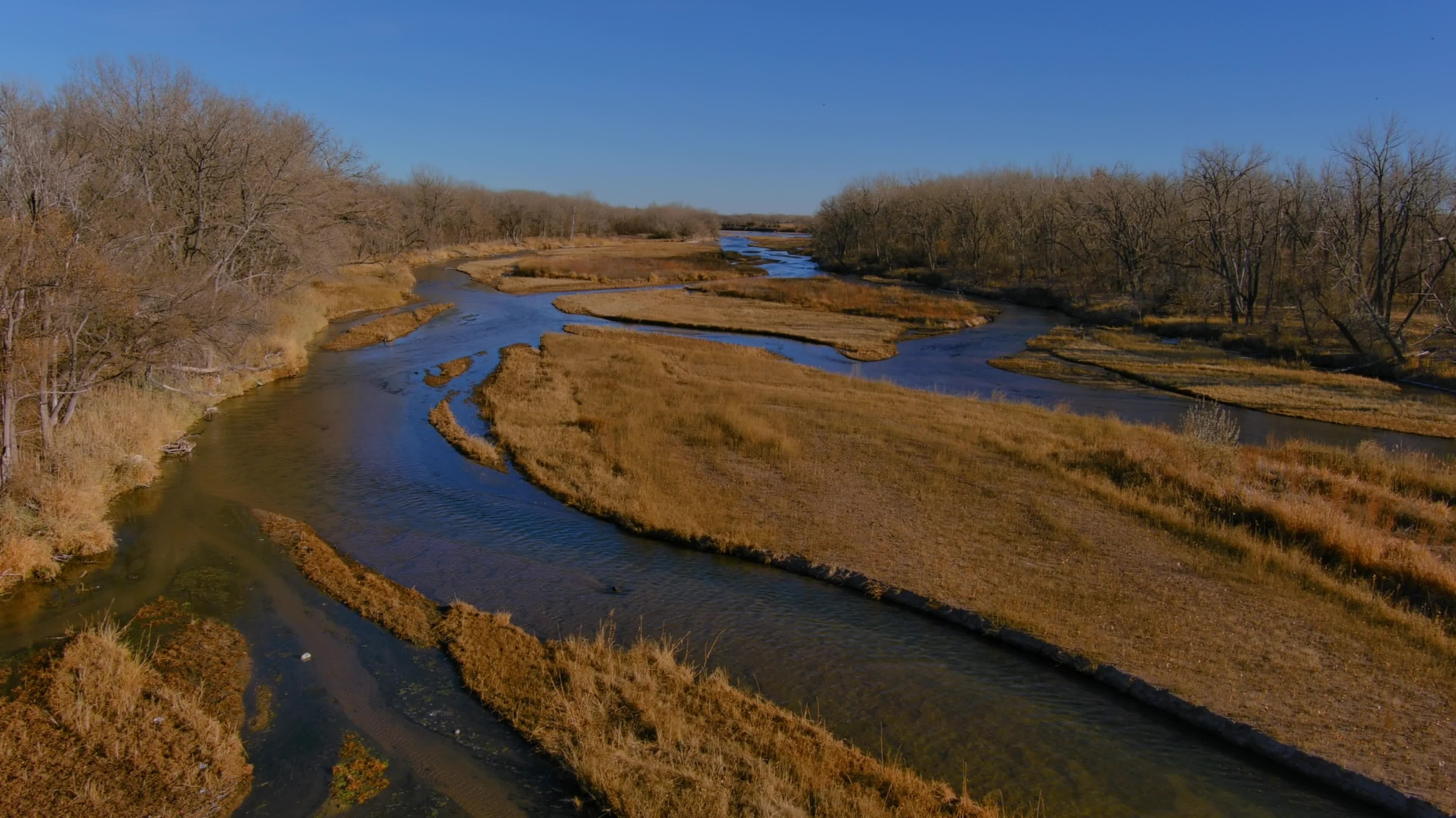Aerial View of Serene Nebraska River in Fall Free Stock Video Footage ...