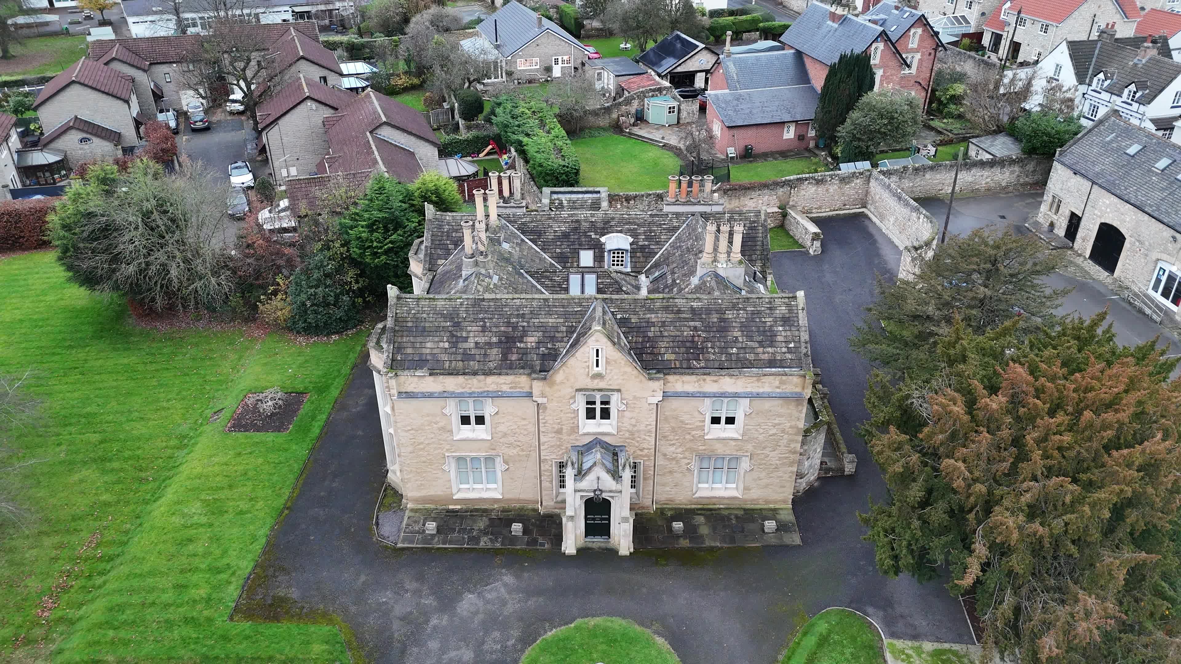 Aerial View of Historic Manor in Suburban Neighborhood Free Stock Video ...