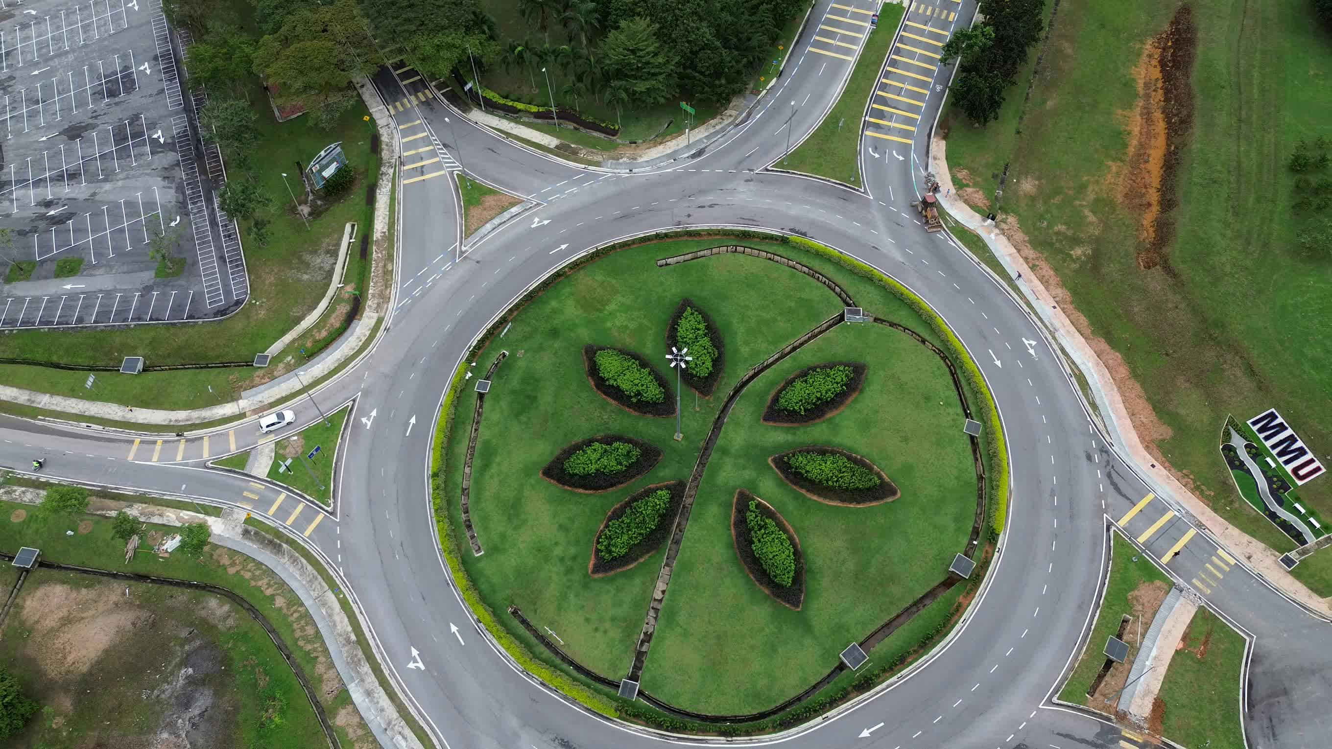 Aerial View of Detailed Circular Roundabout Design Free Stock Video ...