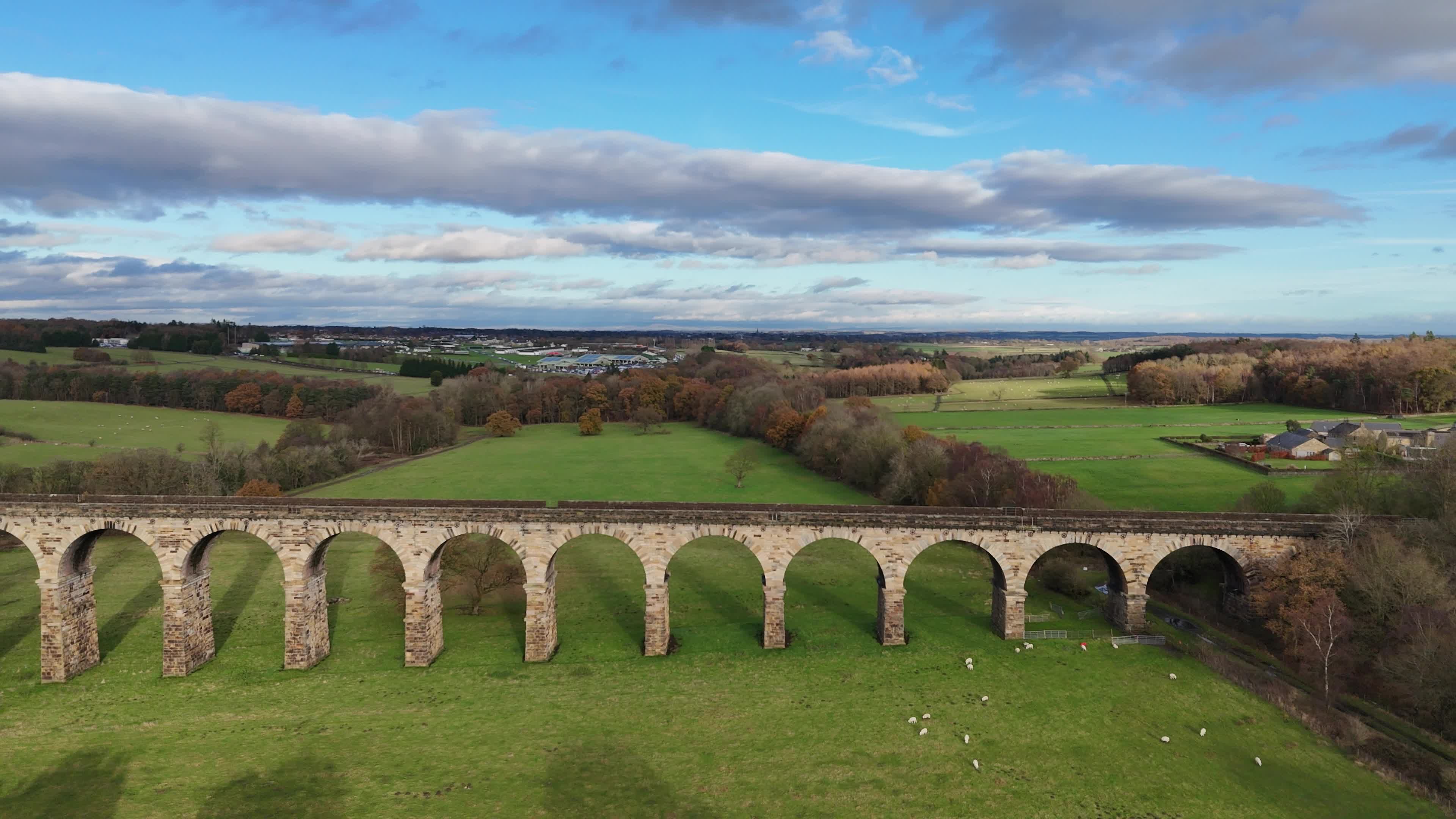 Scenic Aerial View of Historic Stone Viaduct Free Stock Video Footage ...