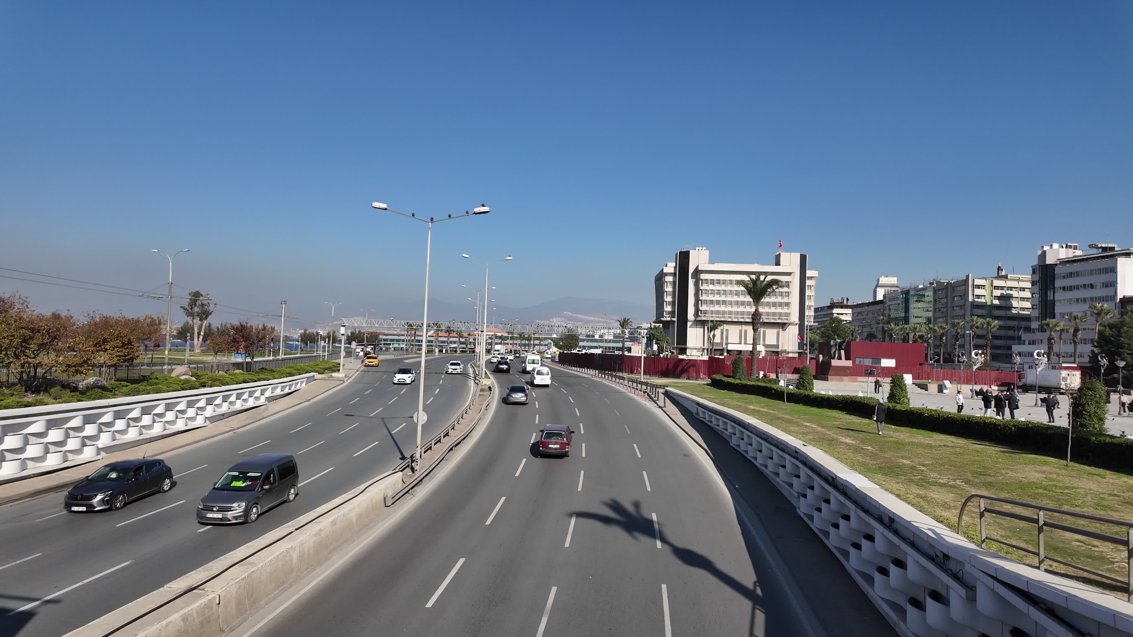 Multi-lane Urban Highway with Flowing Traffic Free Stock Video Footage ...