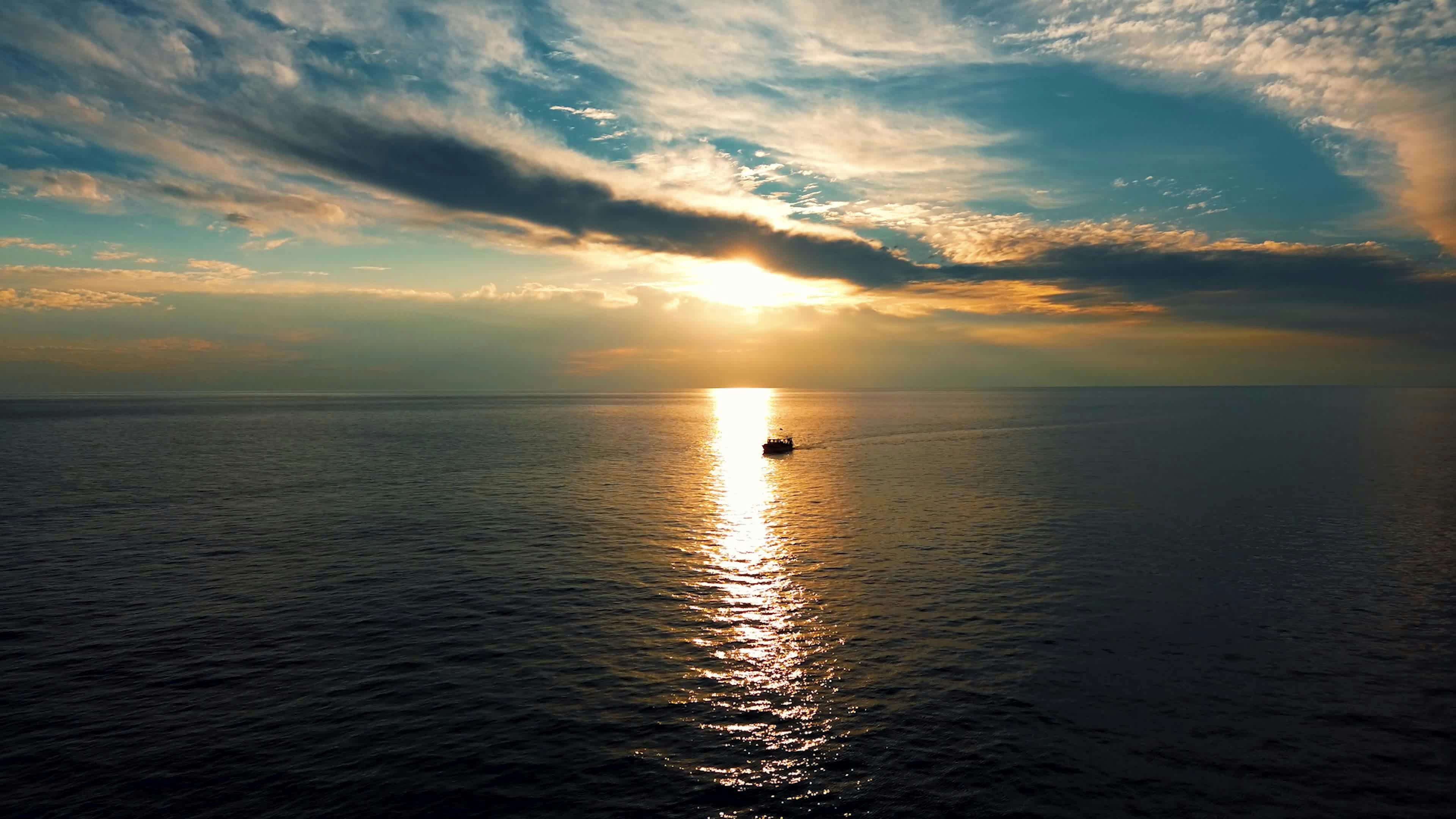 Tranquil Sunset over Calm Open Sea Free Stock Video Footage, Royalty ...