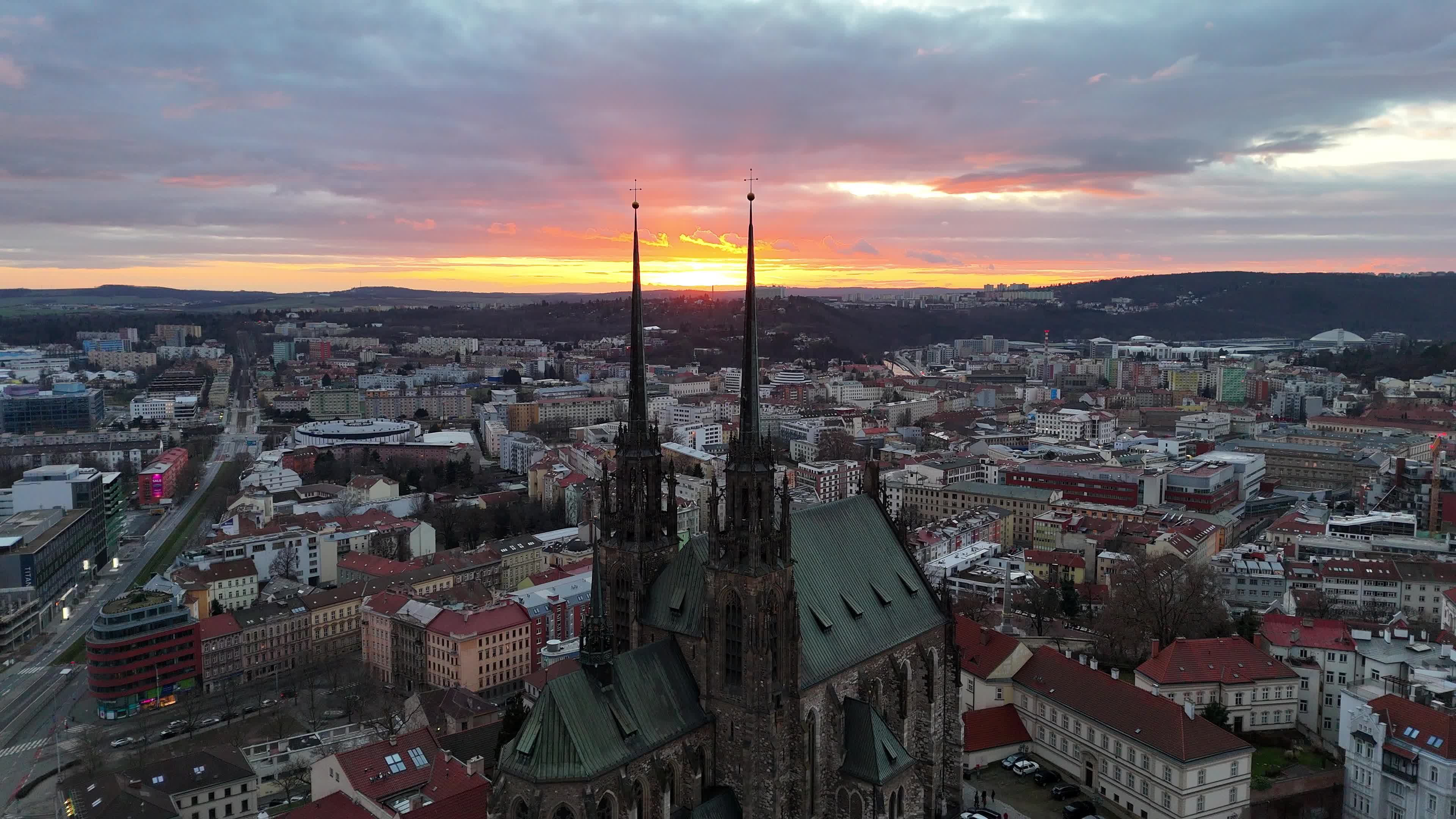 Aerial View of Brno at Sunset Free Stock Video Footage, Royalty-Free 4K ...