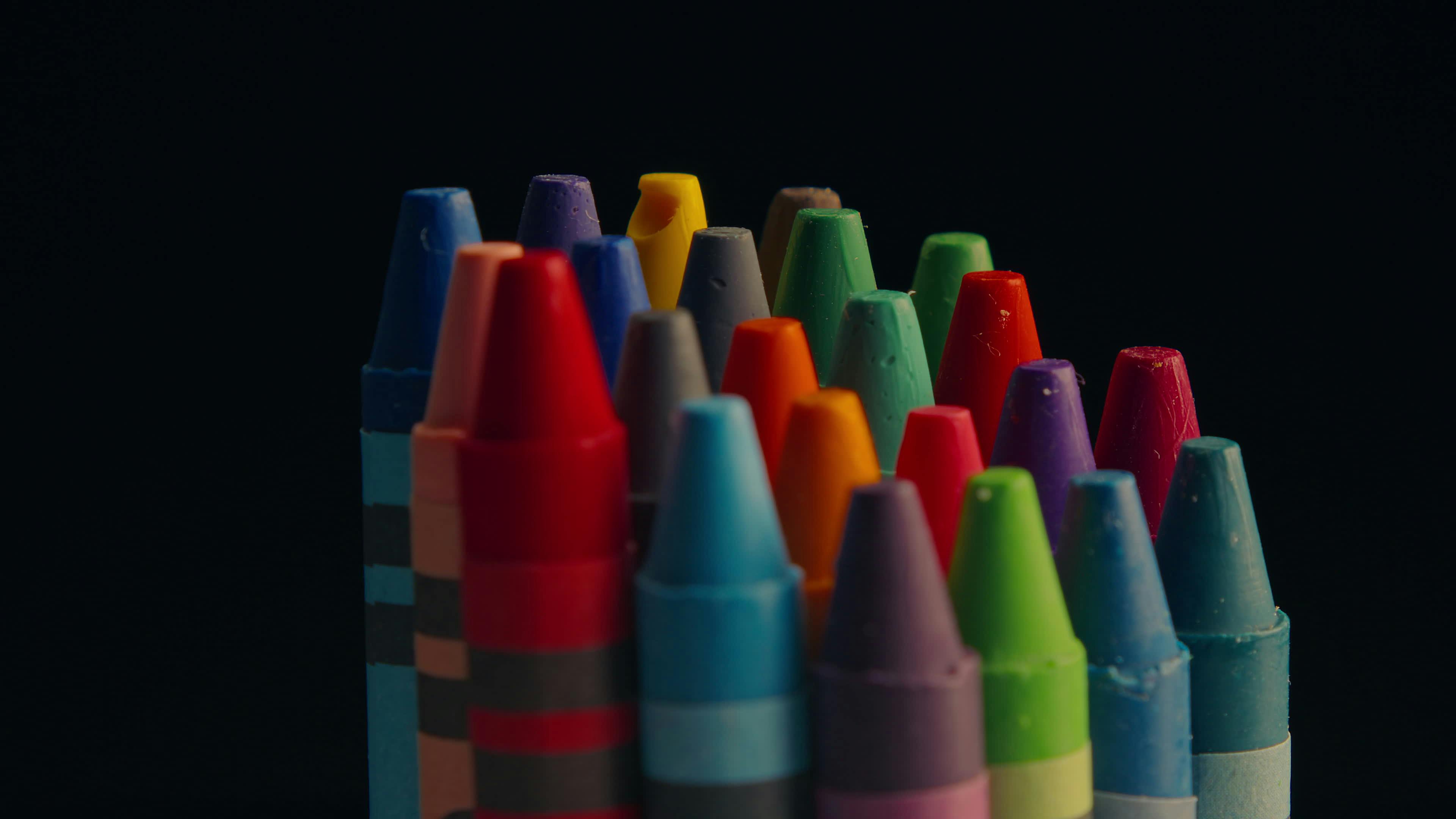 Vibrant Close-Up of Wax Crayons in Array Free Stock Video Footage ...