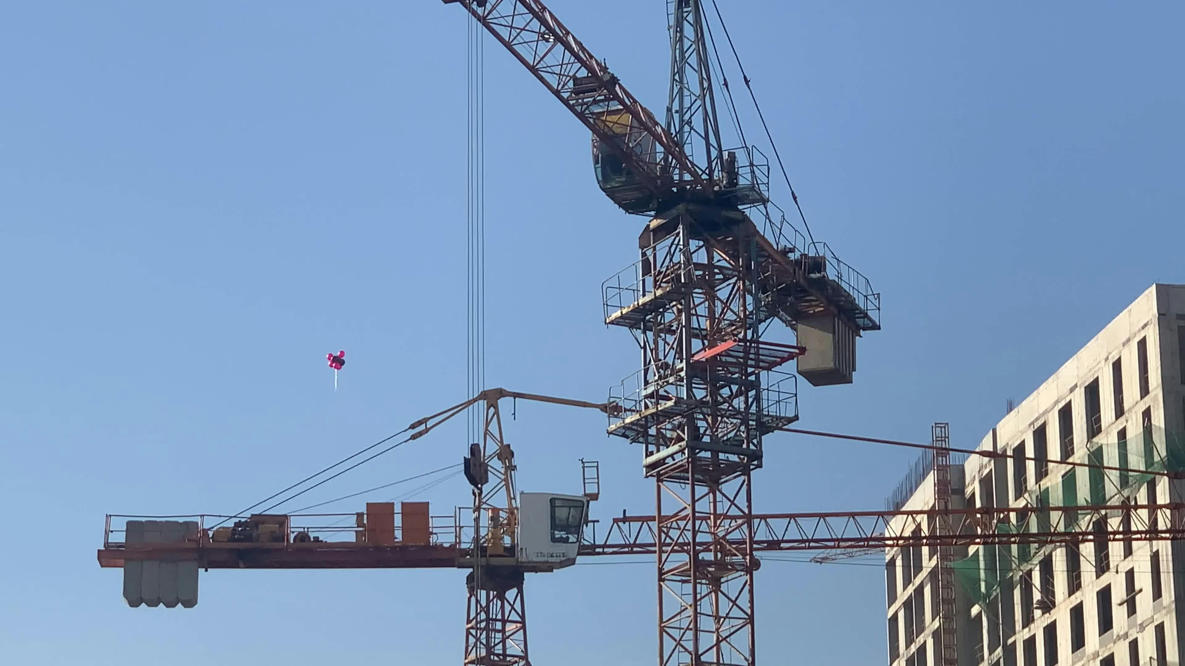 Tower Cranes at Construction Site in Action Free Stock Video Footage ...