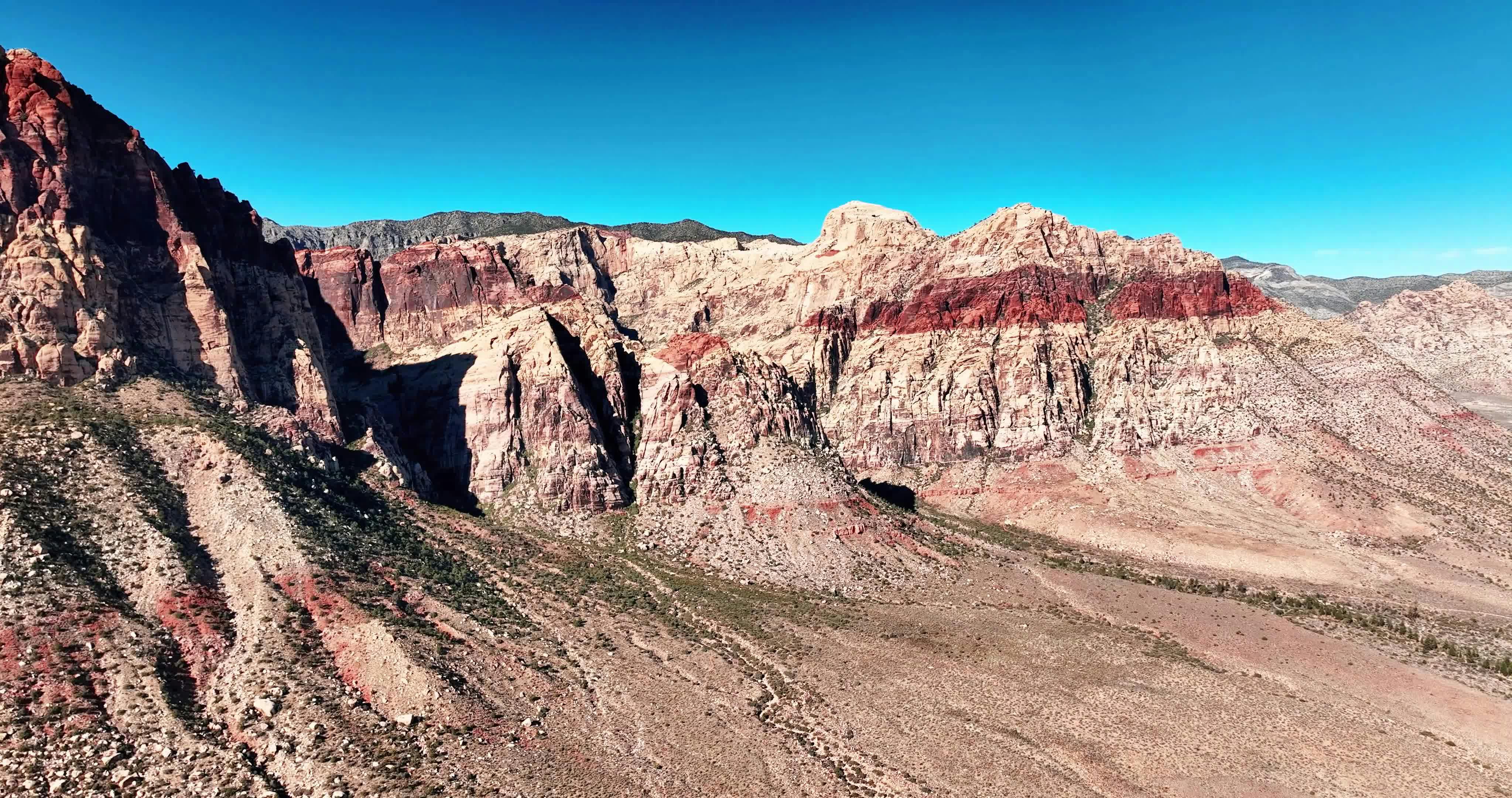 Aerial View of Red Rock Canyon in Bright Daylight Free Stock Video ...